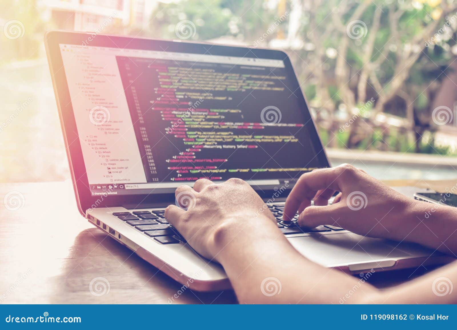 Programmer Typing New Lines Of Html Code Screen Of Code For Overlay