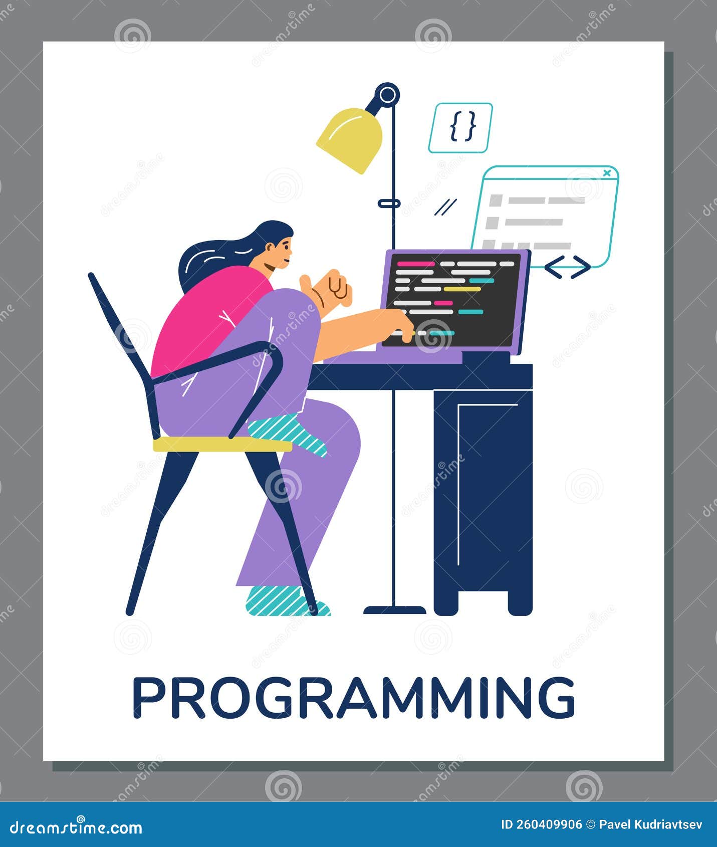 Programming or Writing Computer Programs Banner Template, Vector ...