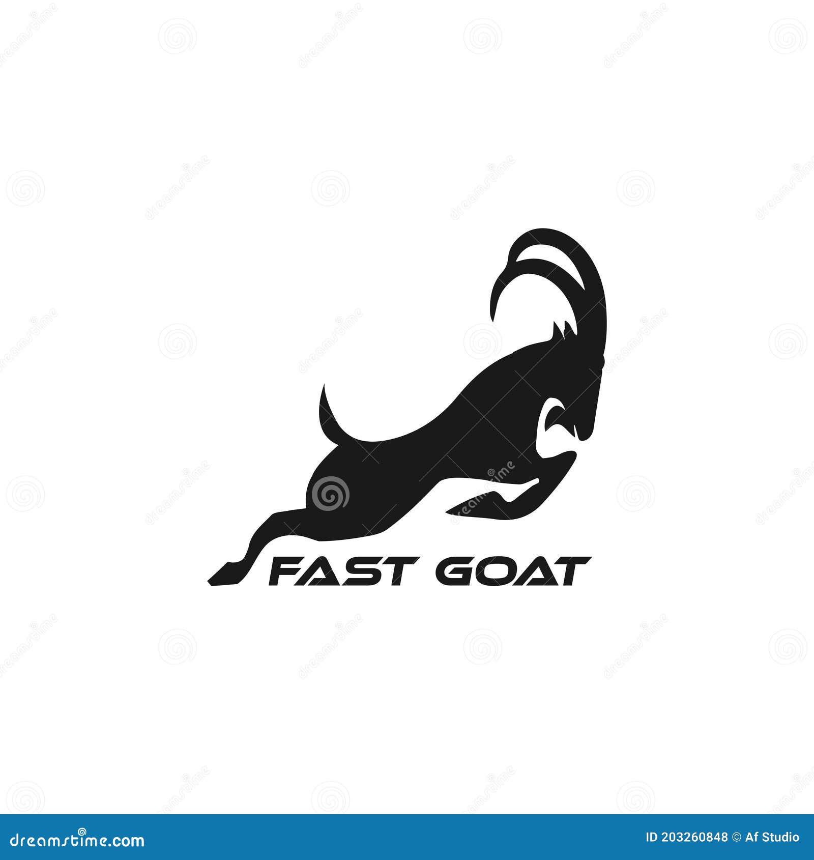 Jumping Run Fast Goat Silhouette Logo Design Vector Stock Vector ...