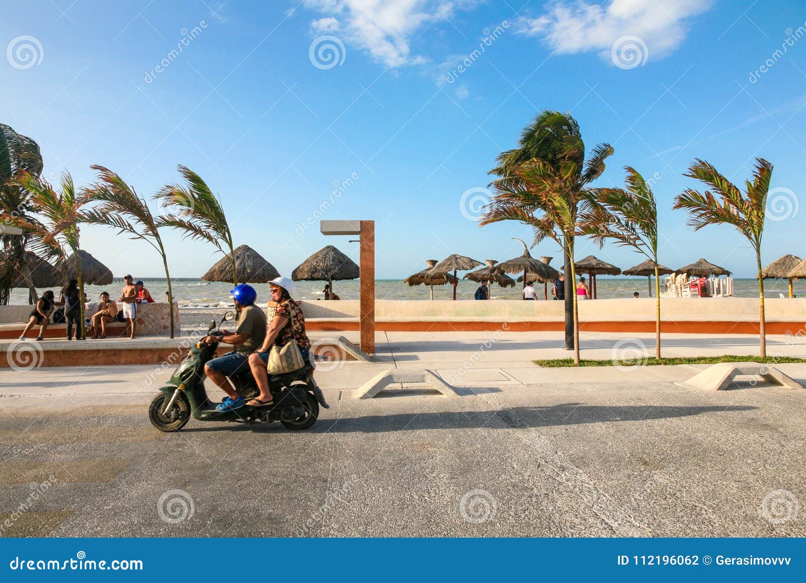 People Rest on a Beach in Progreso Near Merida, Yucatan, Mexico ...