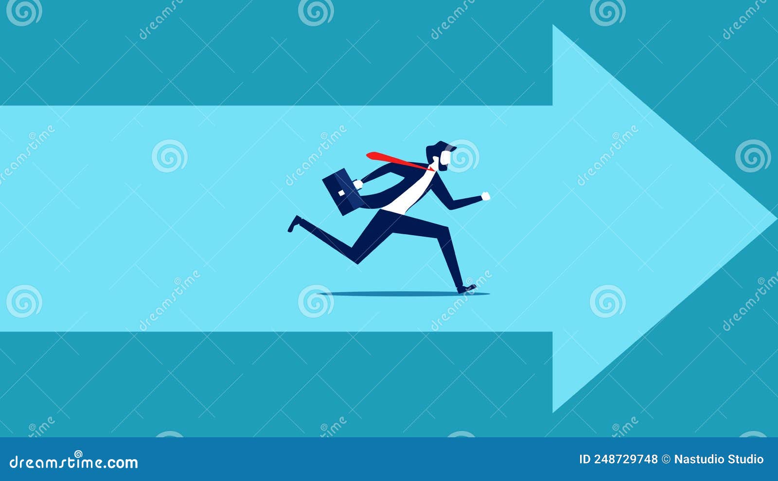 Progreso. Un Hombre De Negocios Avanza Tras La Punta De Flecha ...