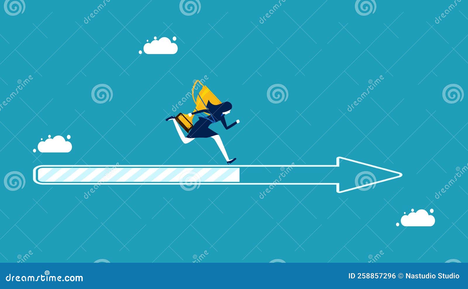 Progresos Y Misiones. Gran Empresaria Corriendo En La Barra De Flecha ...