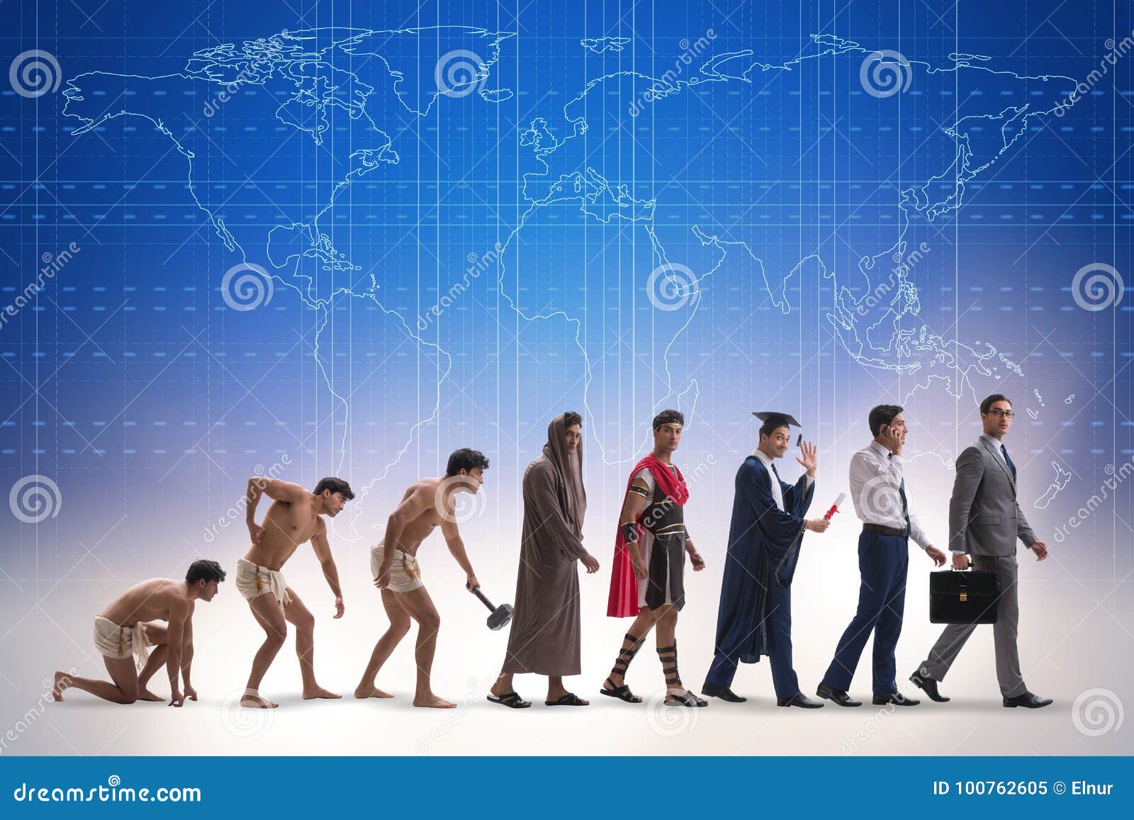 A Progressão Da Humanidade Do Homem De Antigo a Moderno Imagem de Stock ...