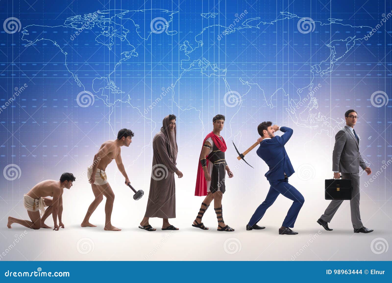 A Progressão Da Humanidade Do Homem De Antigo a Moderno Foto de Stock ...