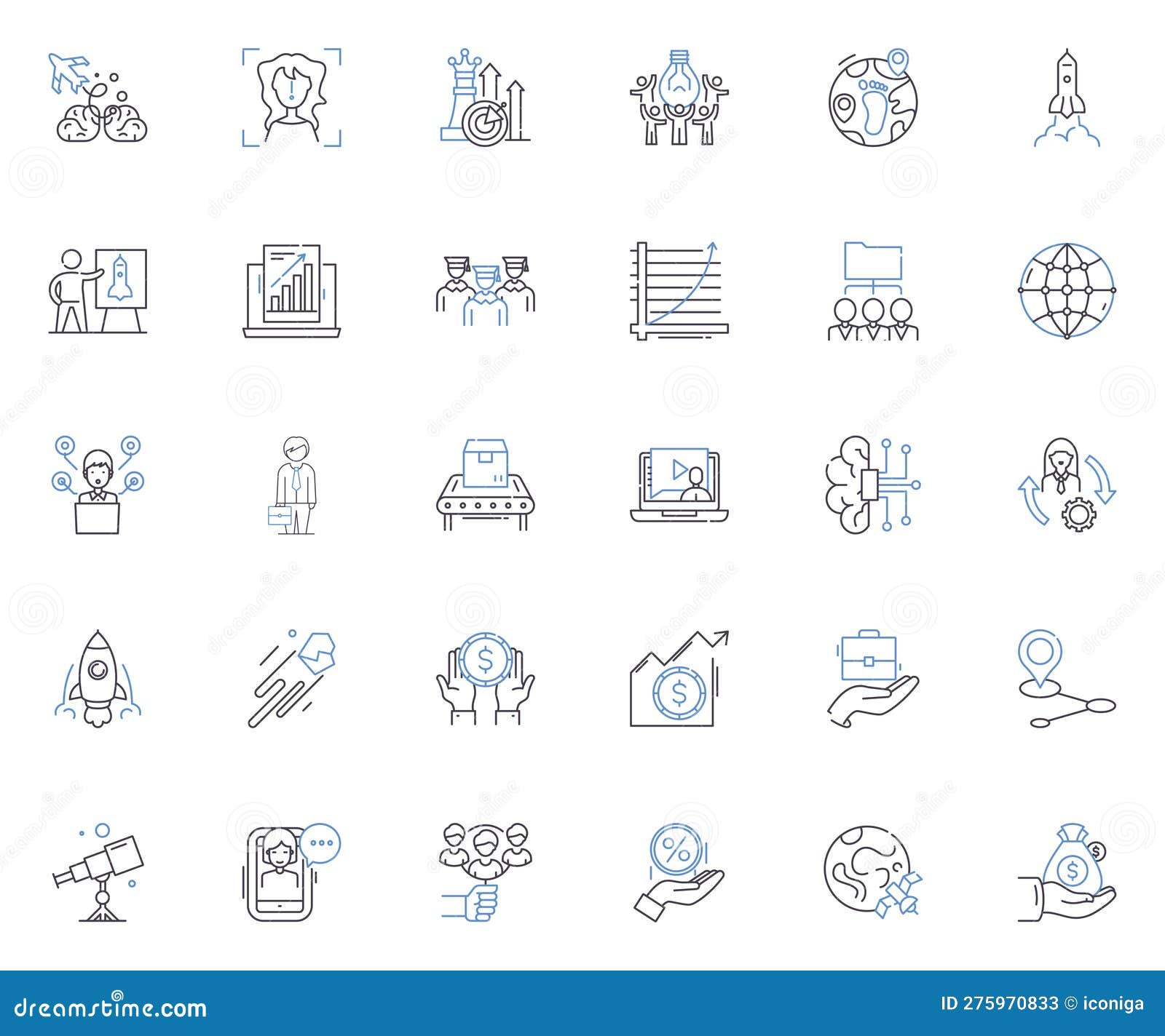 Progress Advancement Line Icons Collection. Improvement, Development ...