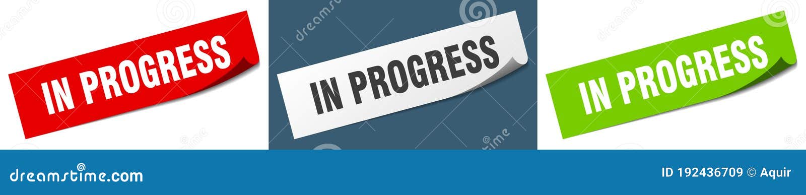 In Progress Banner. in Progress Speech Bubble Label Set. Stock Vector ...