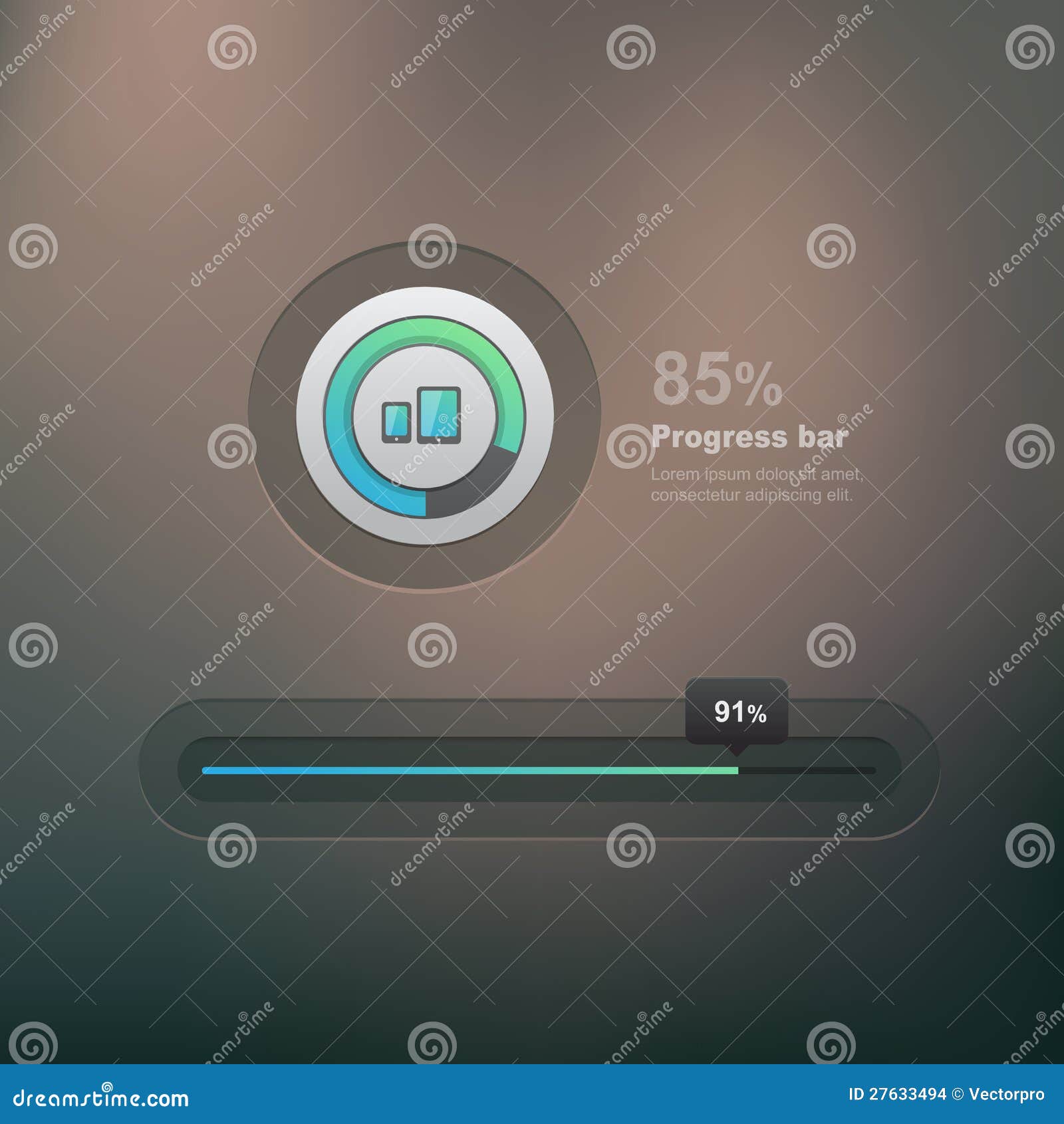 Progress bar stock vector. Illustration of button, site - 27633494