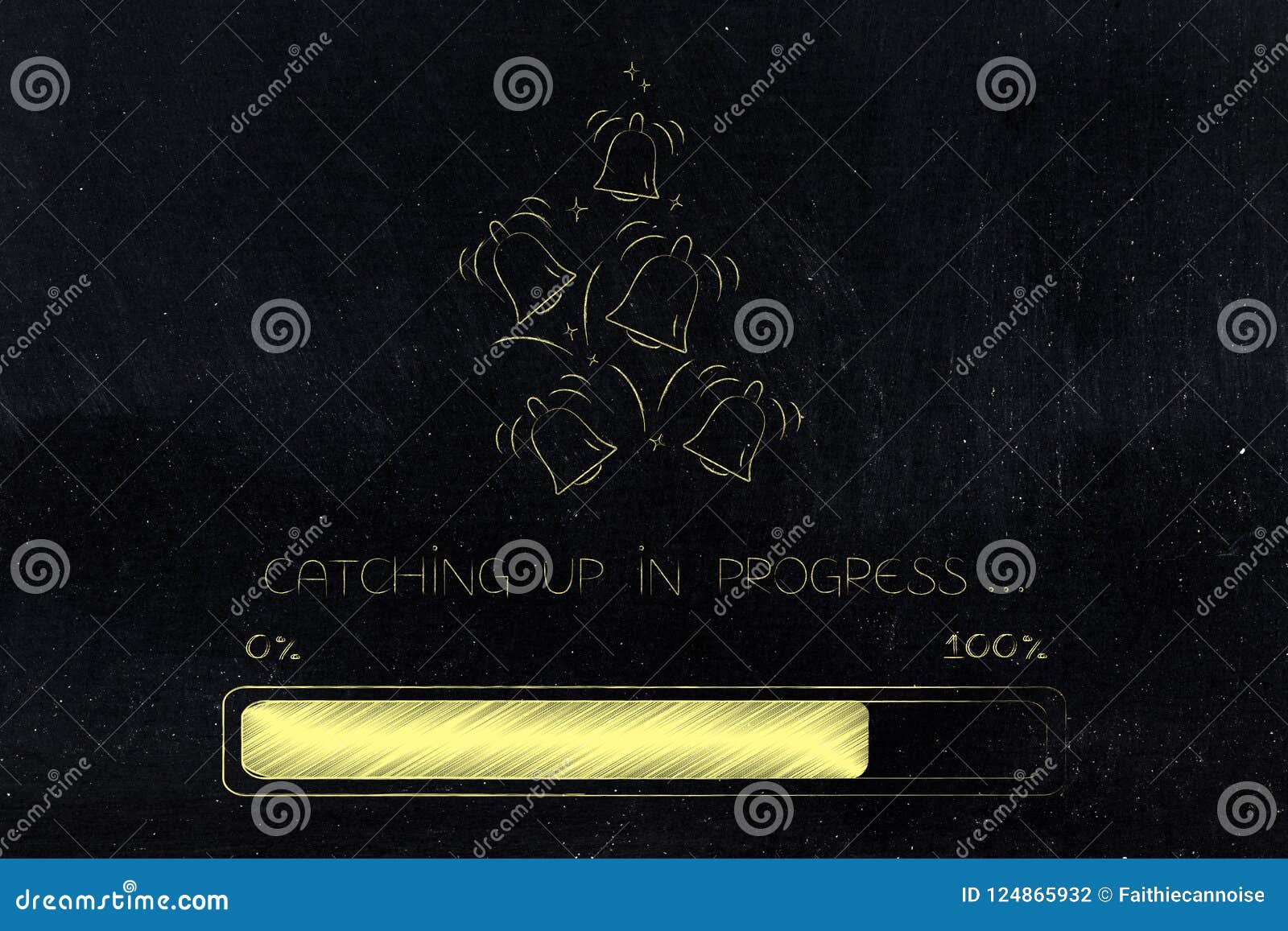 Progress Bar with Catching Up Caption and Notifications Ringing Stock ...