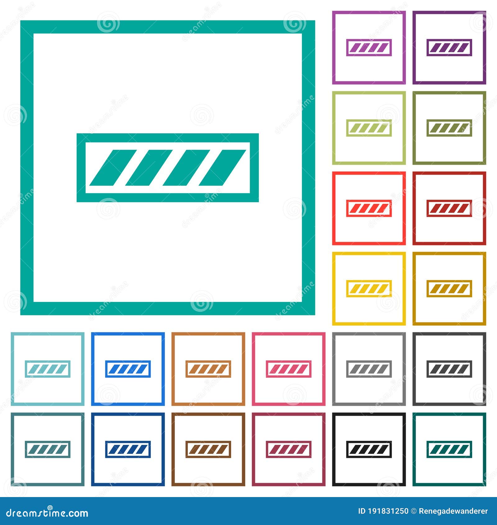 Progress Bar Flat Color Icons with Quadrant Frames Stock Vector ...