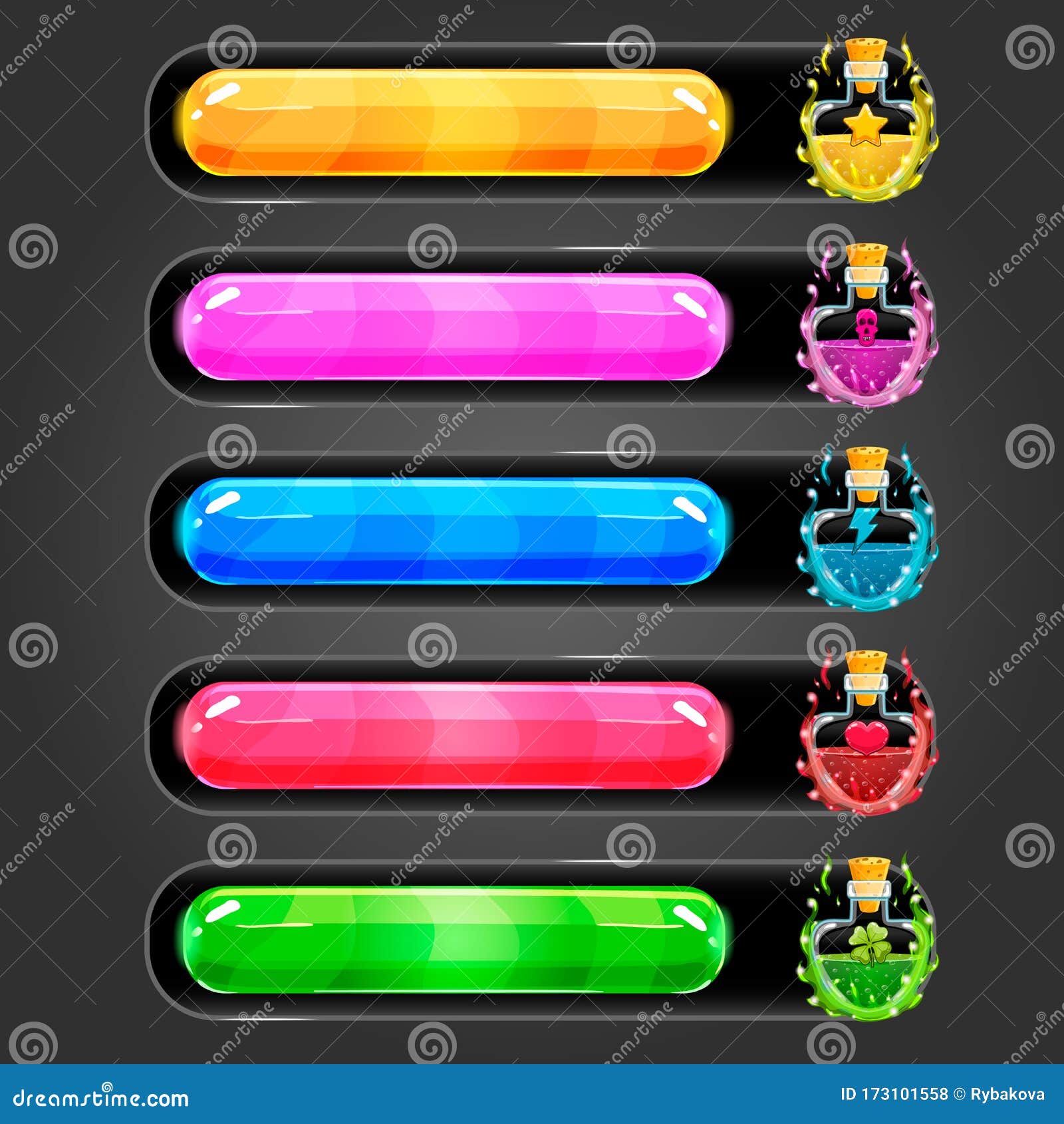 Progress Bar for Games with Elexir Bottle Stock Vector - Illustration ...