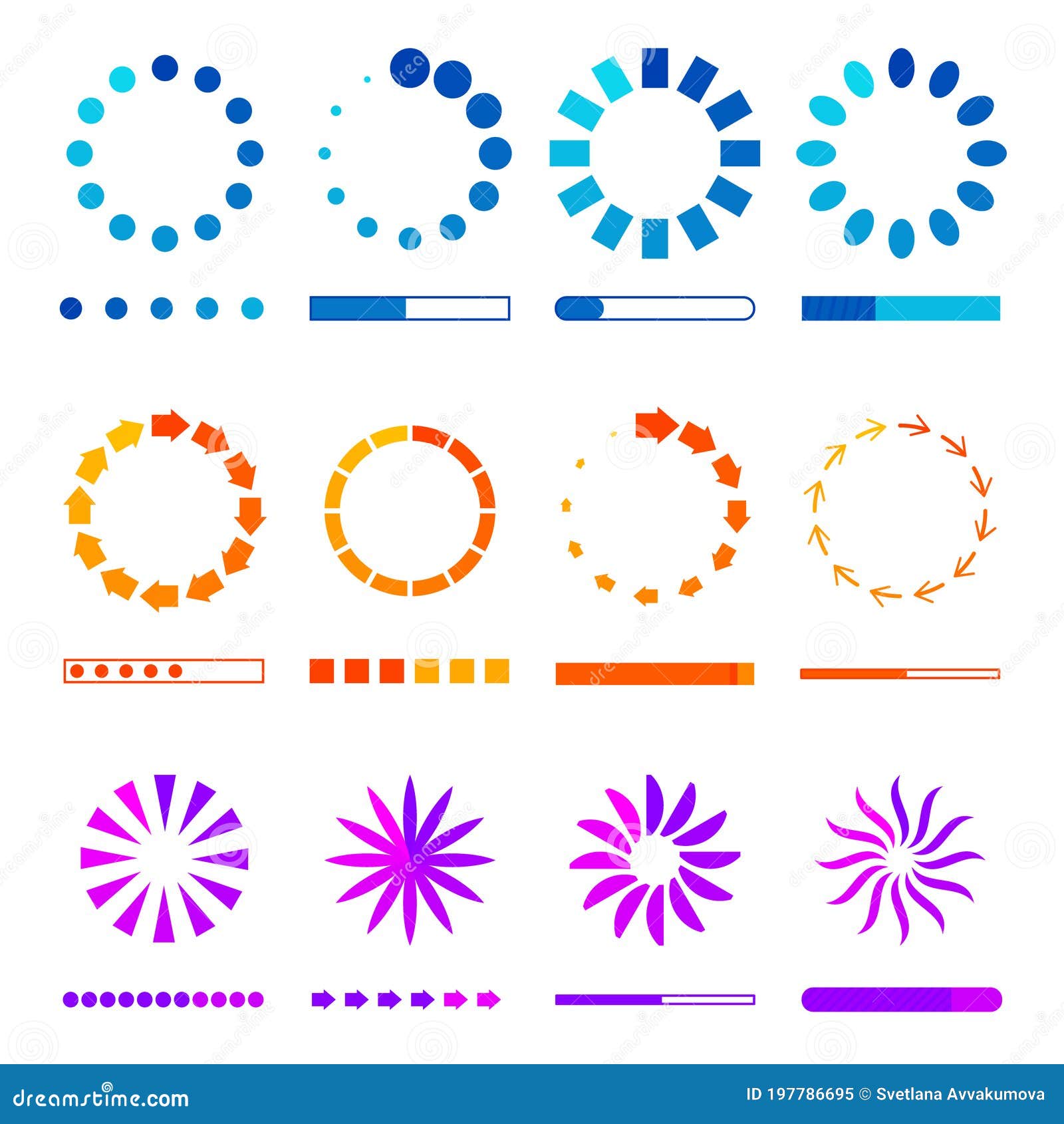 Progress Bar Icons. Loading Elements Cartoon Vector | CartoonDealer.com ...