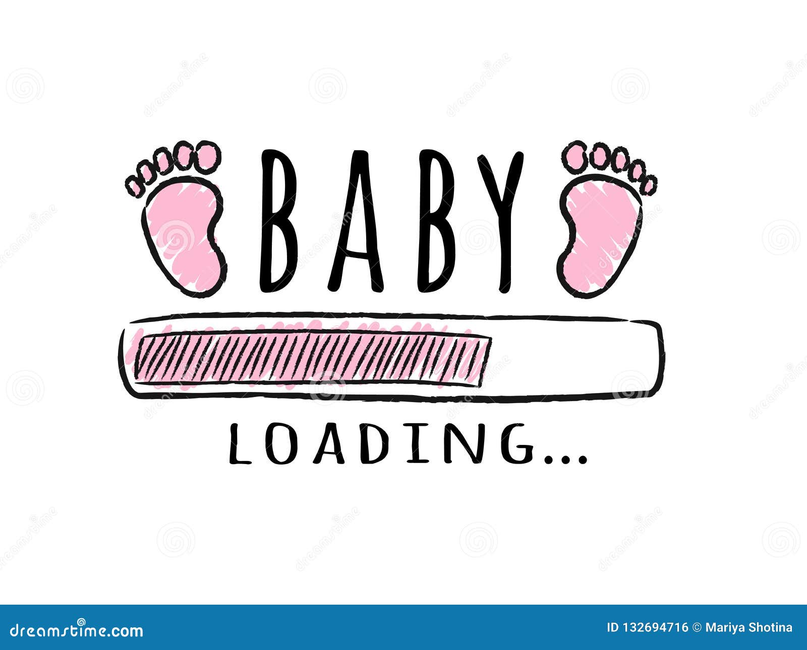 Progress Bar with Inscription - Baby Loading and Kid Footprints in ... Progress Bar with Inscription - Baby Loading and Kid Footprints in ...