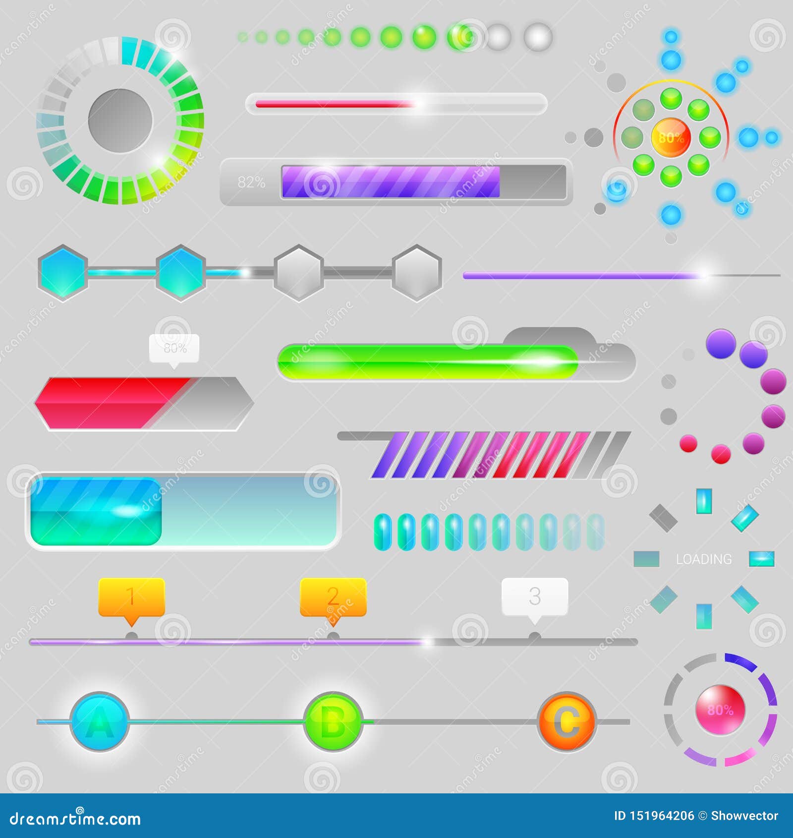 Progress Bar Progressive Web Interface for Upload Load or Download ...