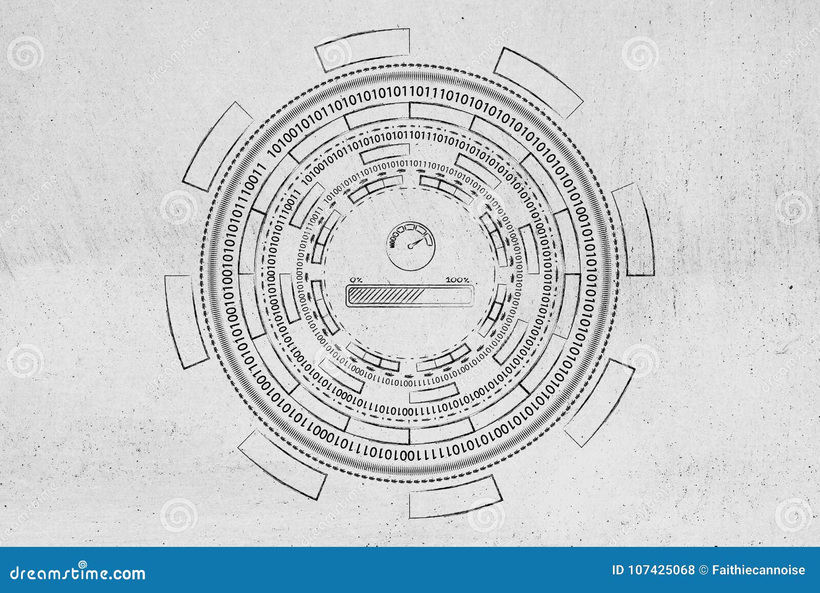 Progress Bar with Speedometer Surrounded by Abstract Technology Stock ...