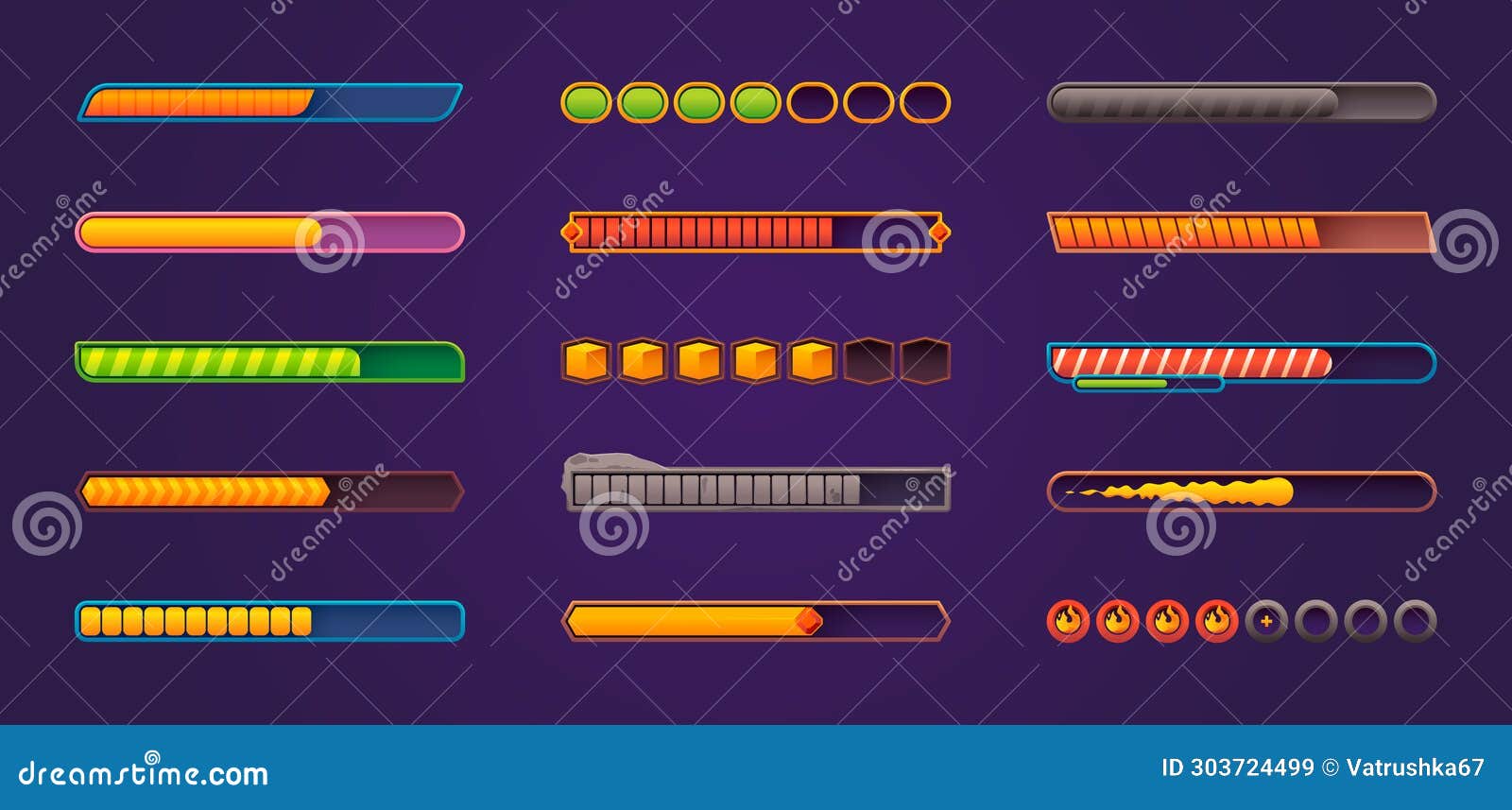 Progress Bar. UI Game Asset for Mobile and Web Application, GUI Level Indicator for Potion and ...