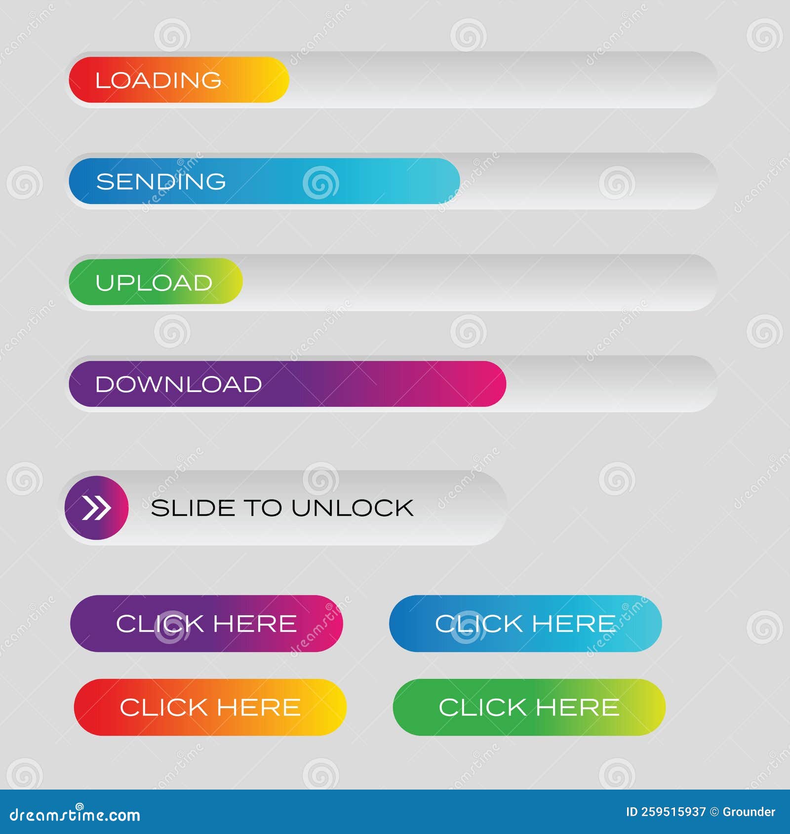 Progress Bar Upload Download Web Button Stock Vector - Illustration of ...