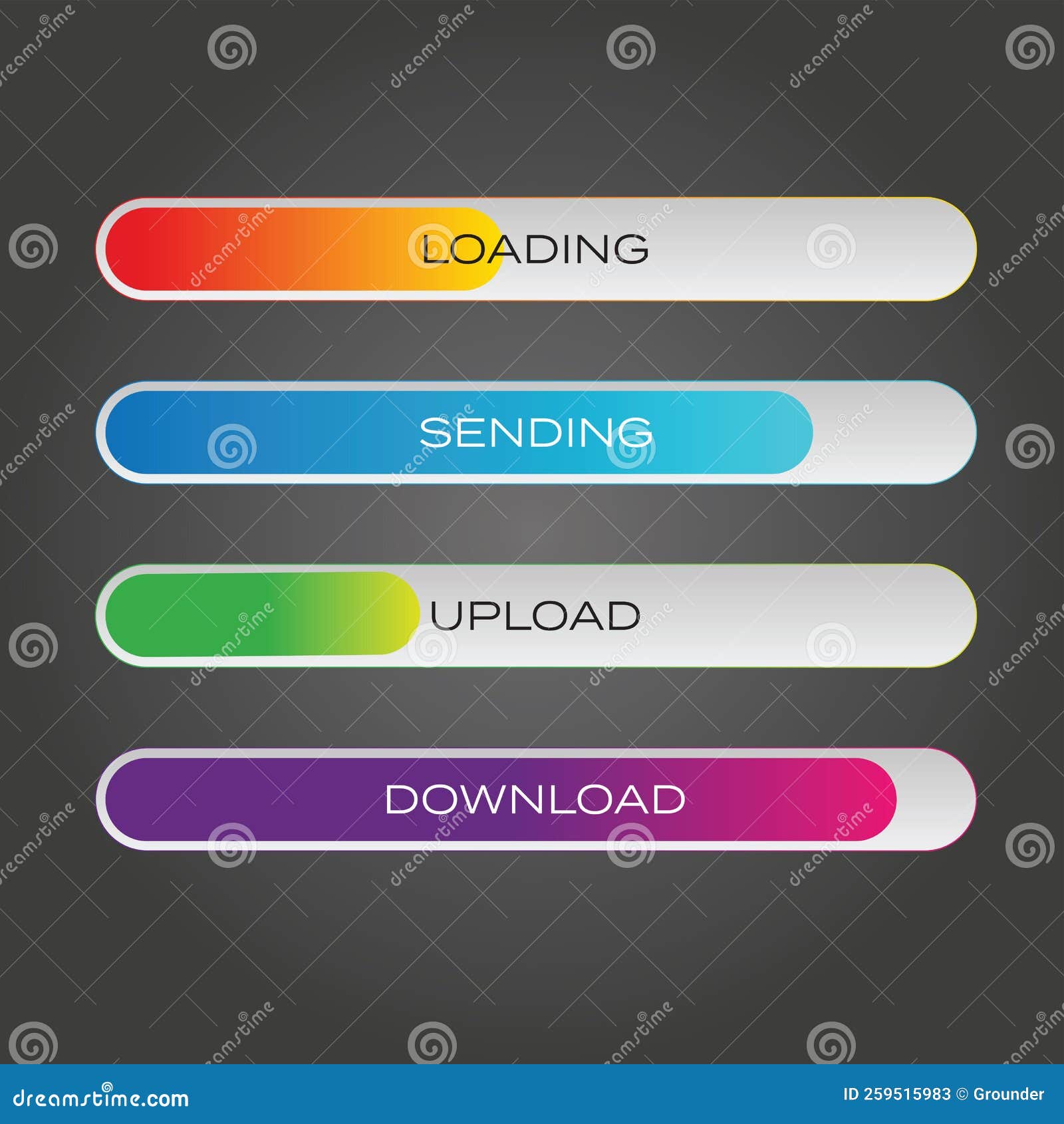 Progress Bar Upload Download Web Button Stock Vector - Illustration of process, isolated: 259515983