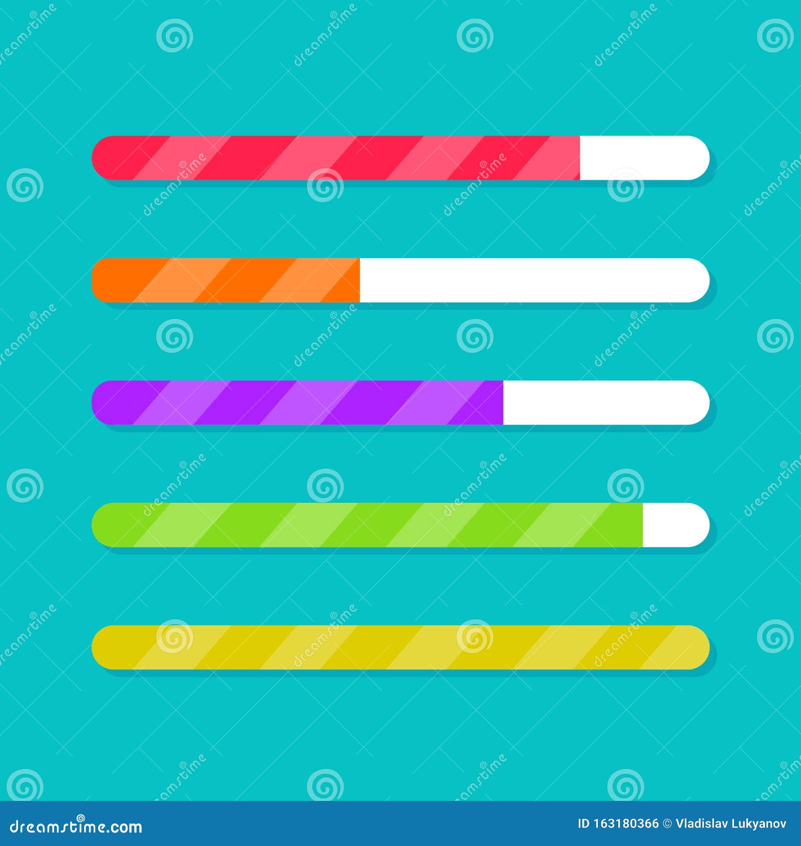 Progress Bar Vector Set Fat Cartoon Ui Graphic Element Isolated Idea Or Loader Downloading Or