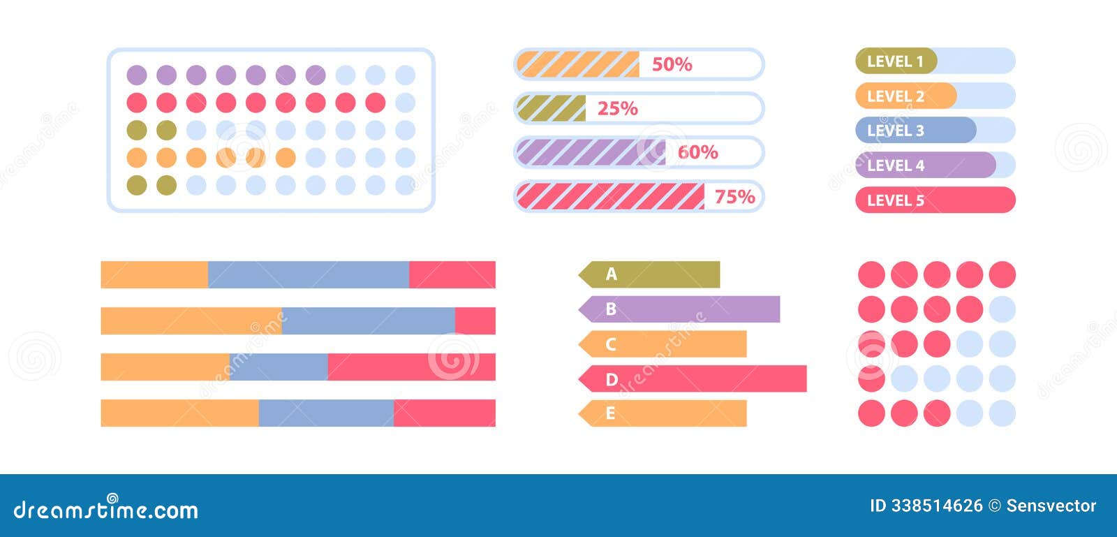 Progress Bars Charts for Report Stock Illustration - Illustration of ...