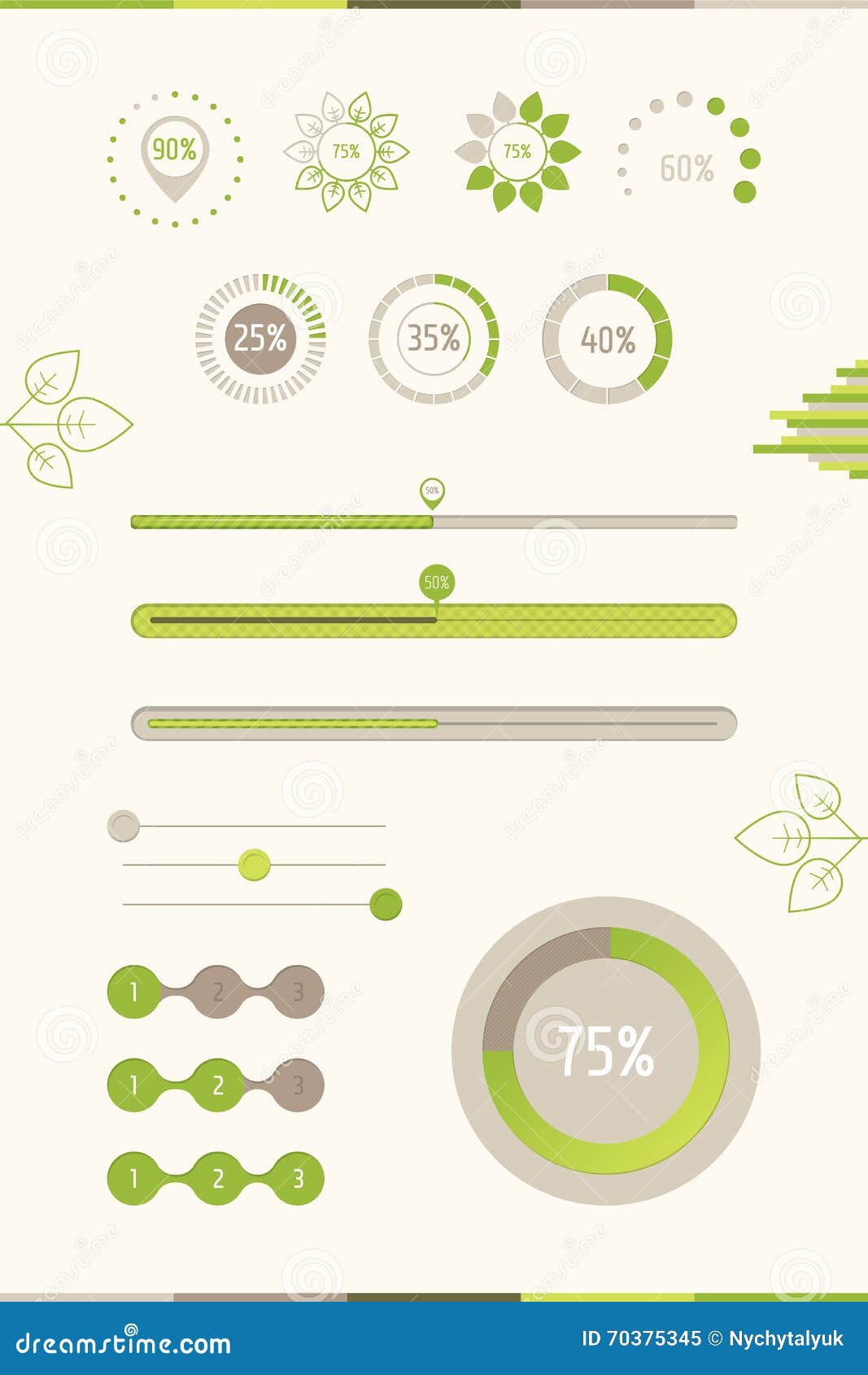 Progress Bars with Green Leaf. Vector Illustration Stock Vector ...