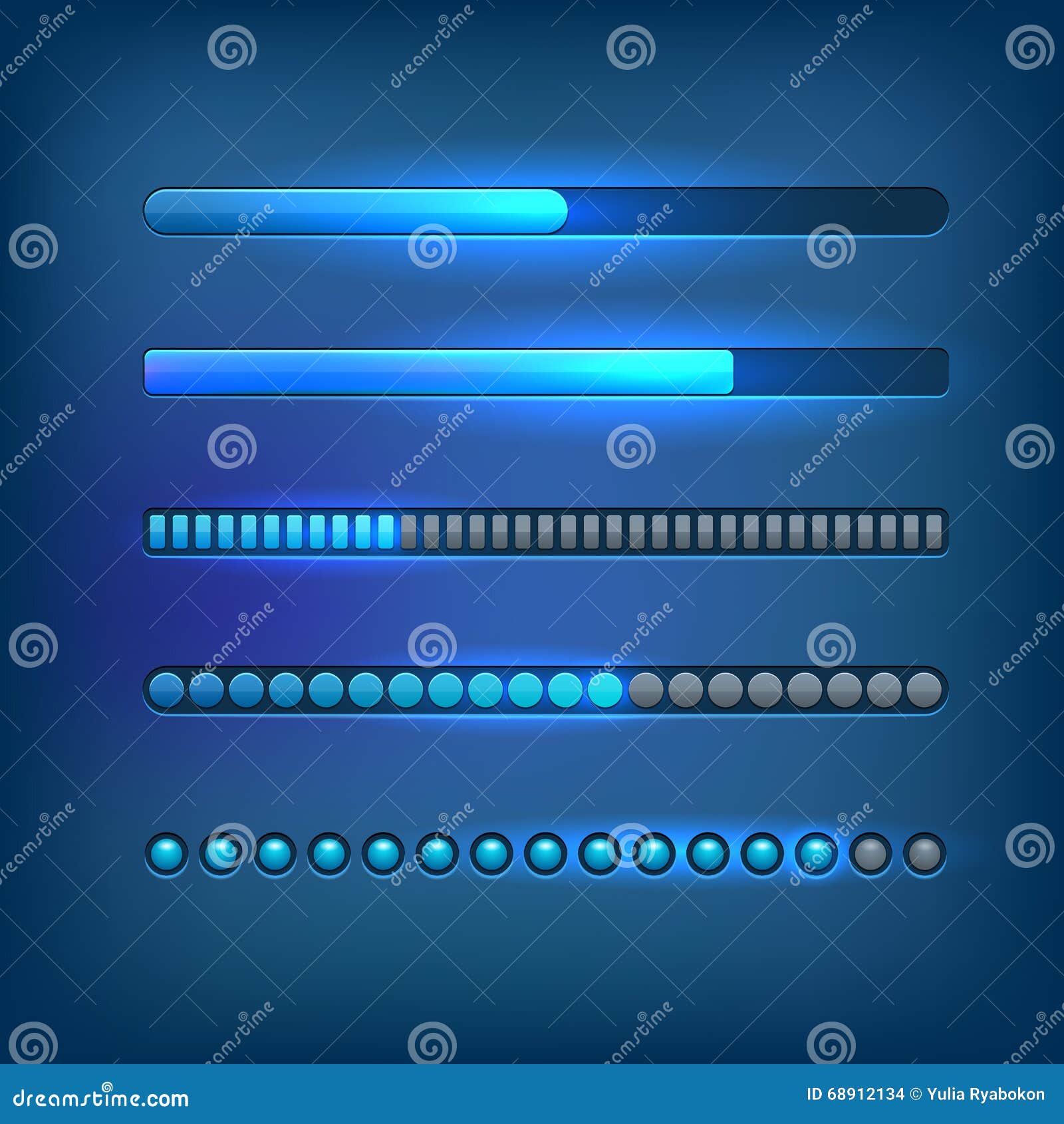 Progress bars set stock vector. Illustration of load - 68912134