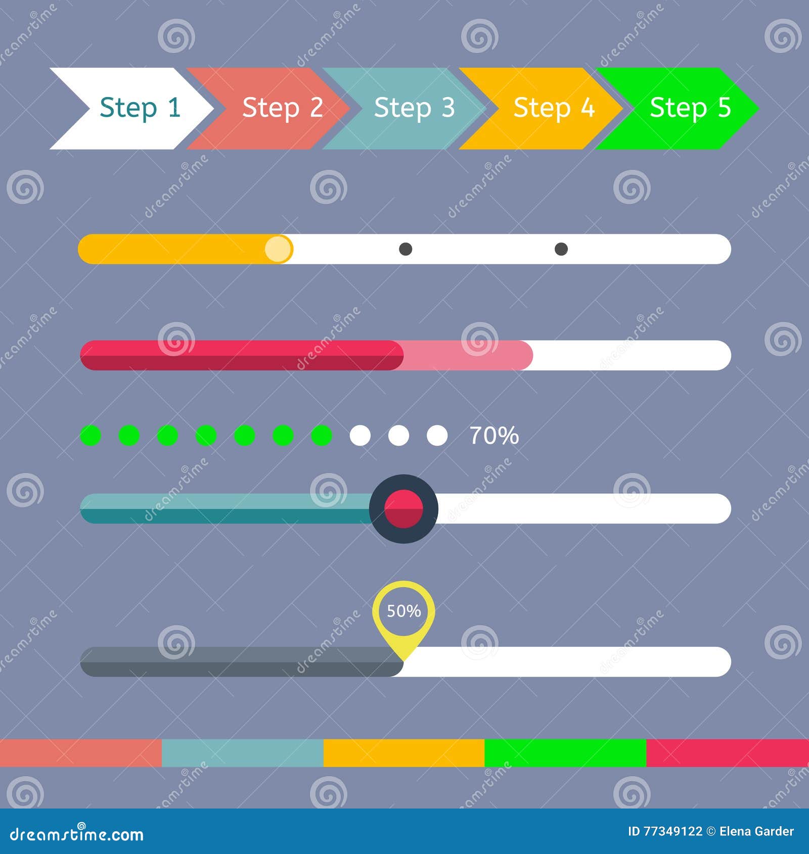Progress Bars Set stock vector. Illustration of color - 77349122