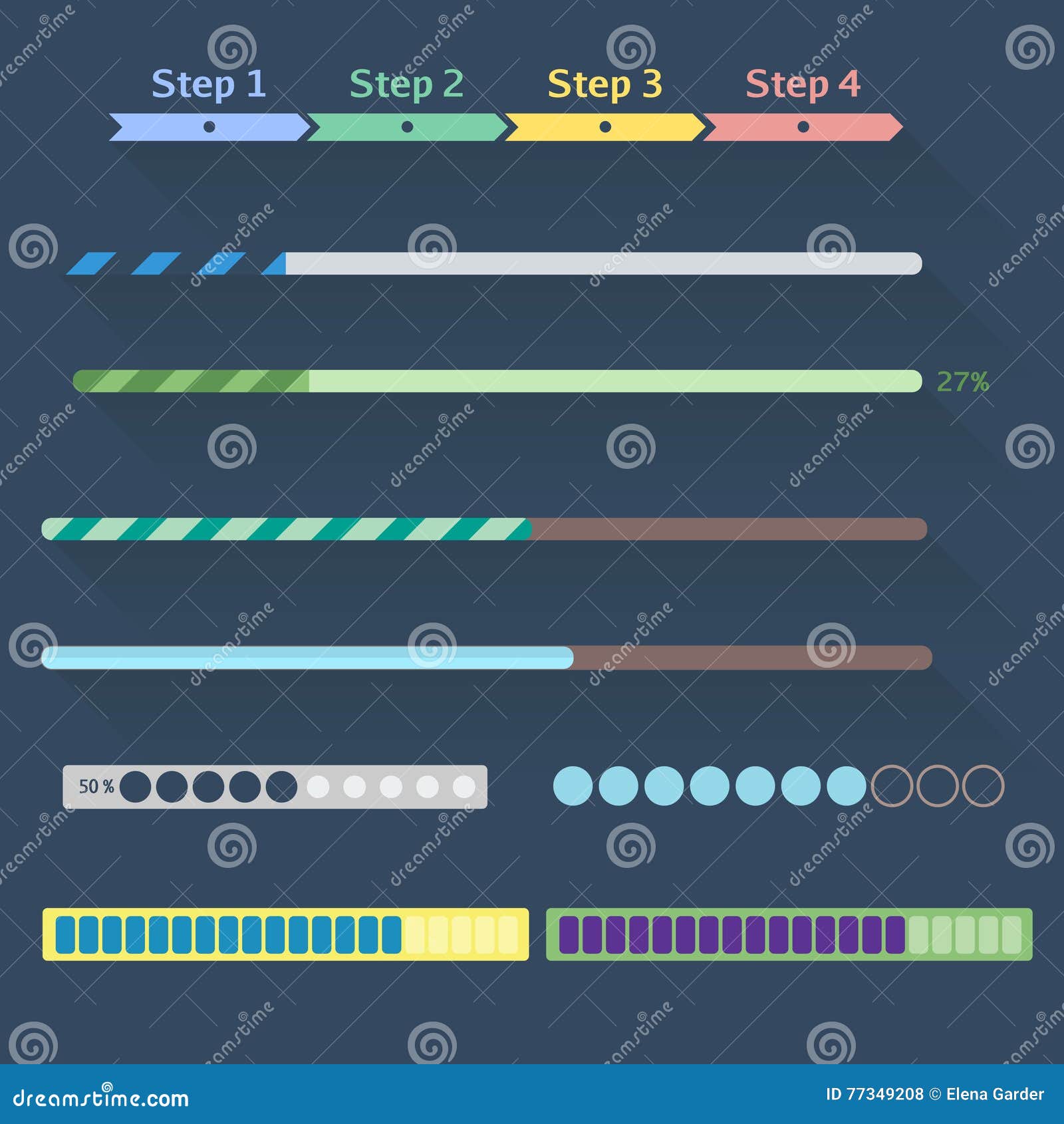 Progress Bars Set stock vector. Illustration of shiny - 77349208