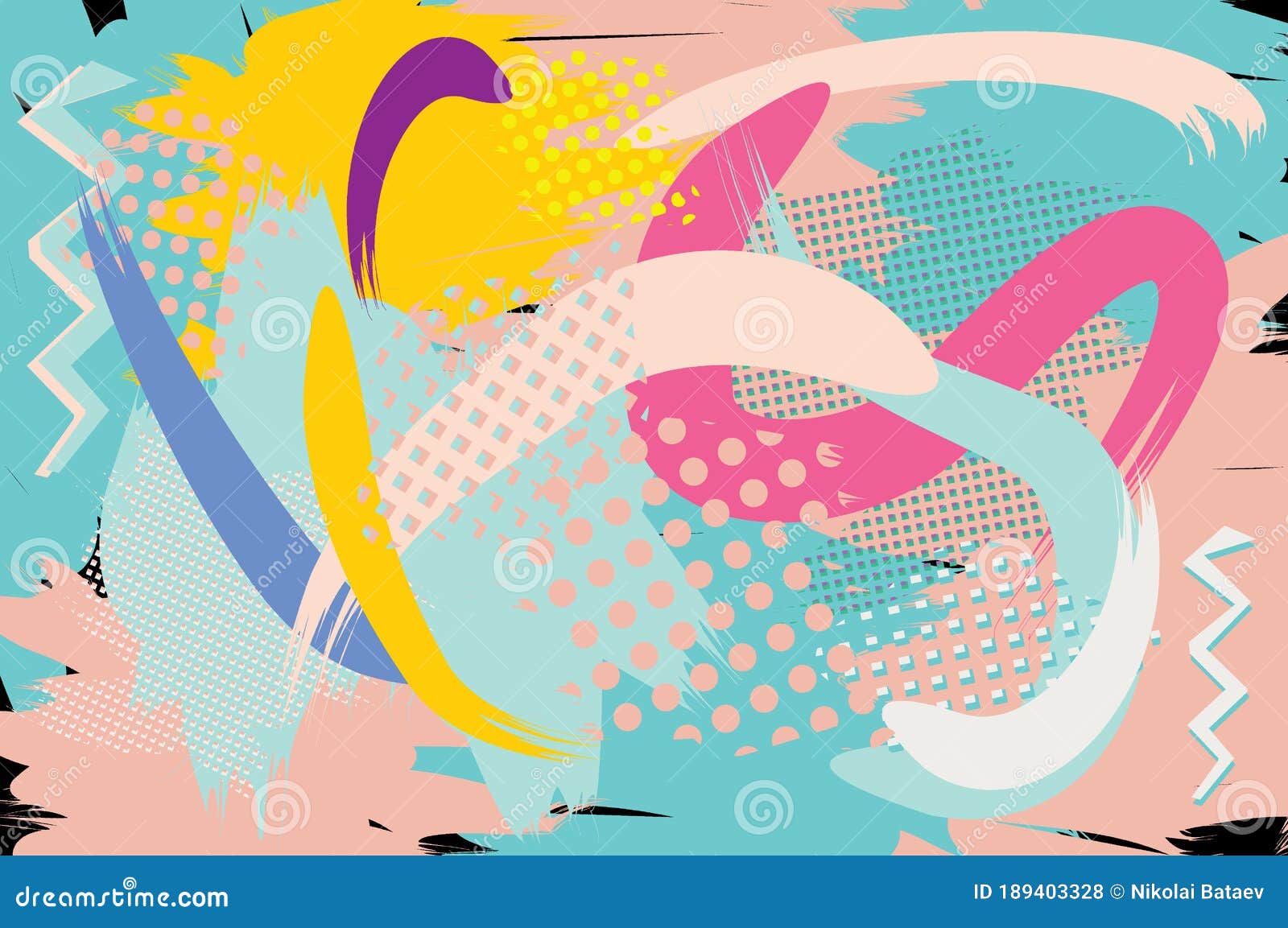 Creative Doodle Art Header With Different Shapes And Textures. Collage ...