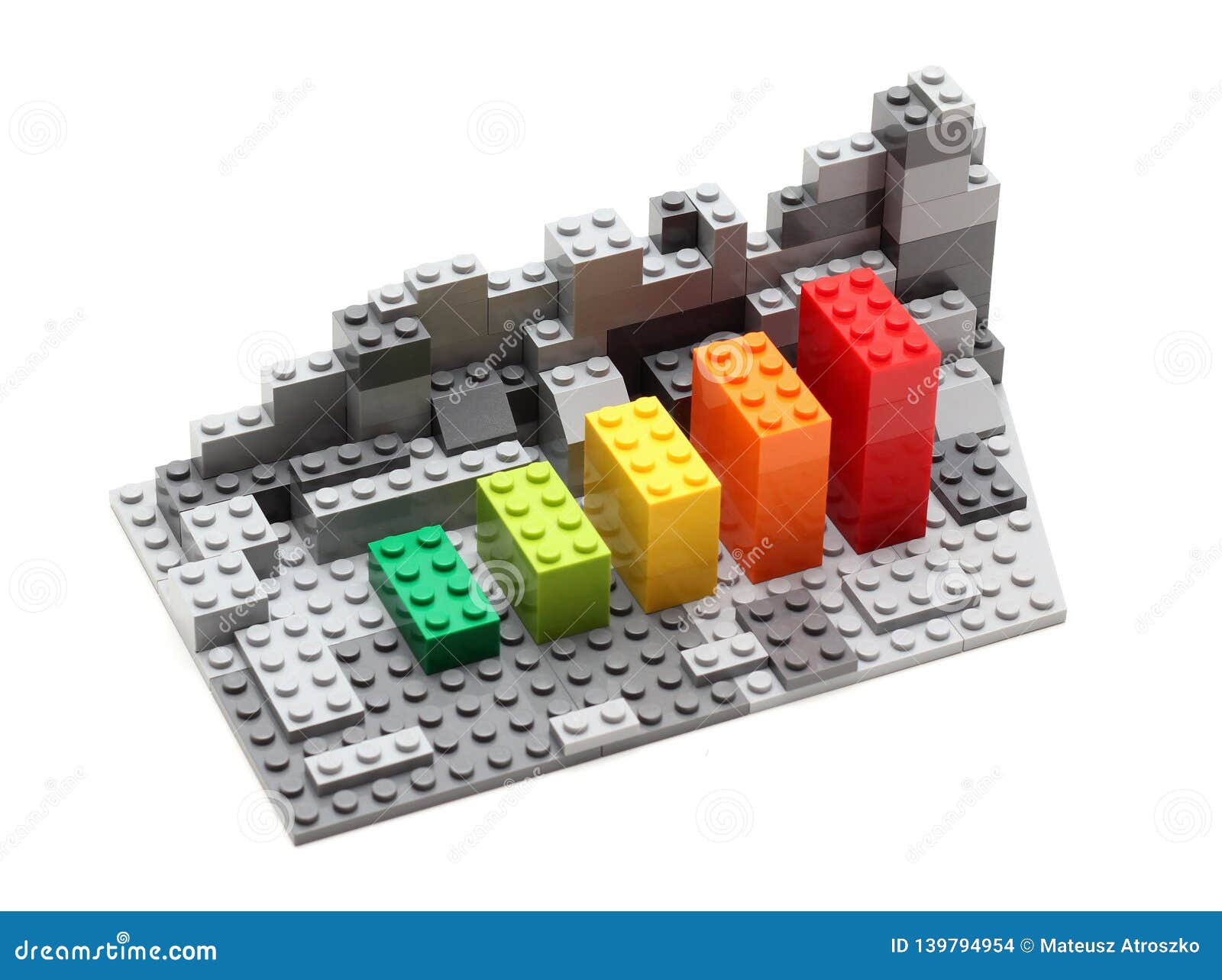 Progress Chart Made of Bricks. Isometric Composition of Colourful Toys ...