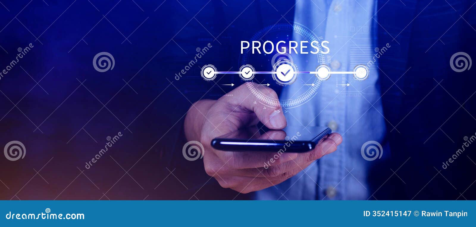 Progress Concept, Touching To Tick Correct Mark in Checklist with ...