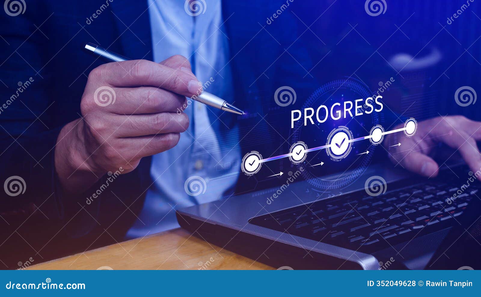 Progress Concept, Touching To Tick Correct Mark in Checklist with ...