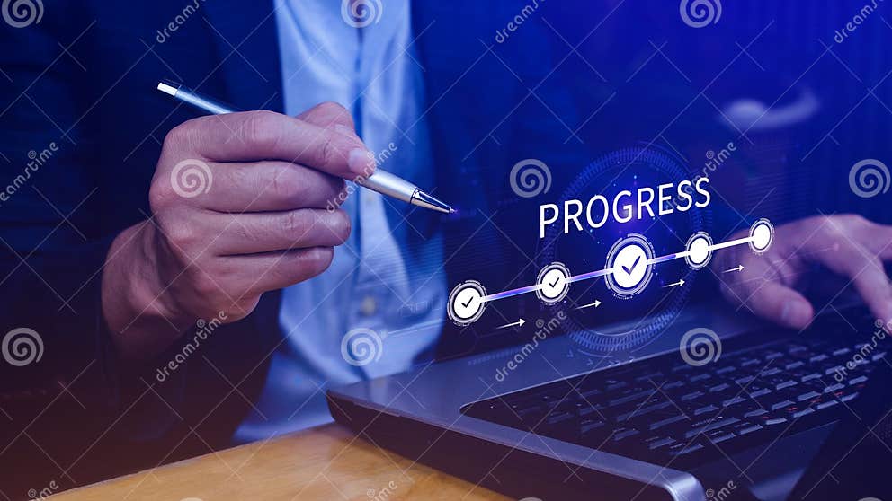 Progress Concept, Touching To Tick Correct Mark in Checklist with ...
