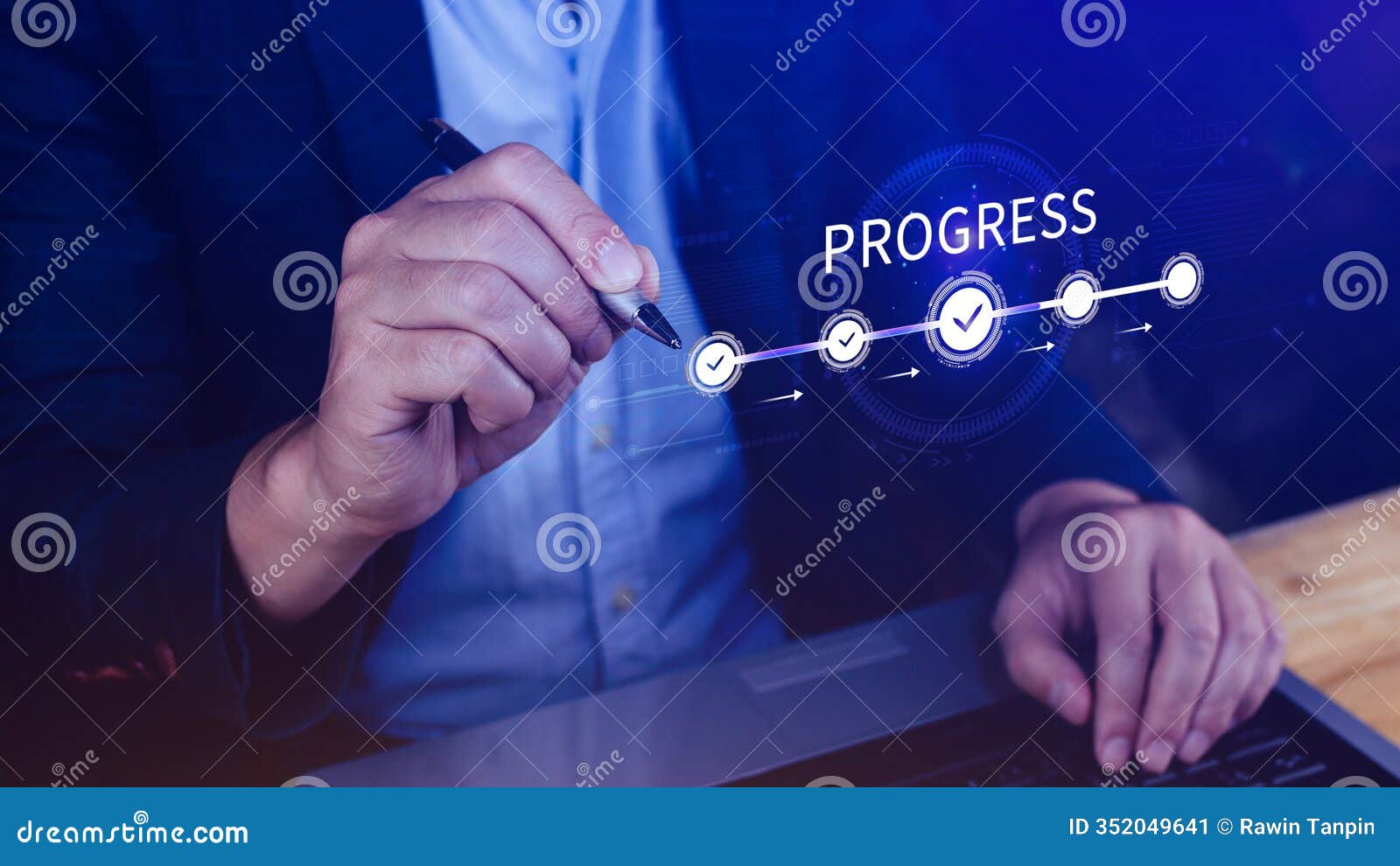 Progress Concept, Touching To Tick Correct Mark in Checklist with ...