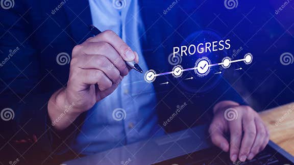 Progress Concept, Touching To Tick Correct Mark in Checklist with ...