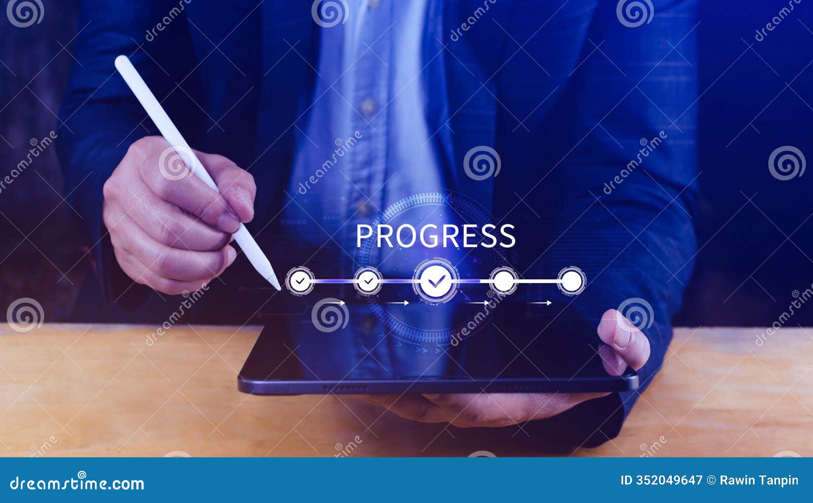 Progress Concept, Touching To Tick Correct Mark in Checklist with ...