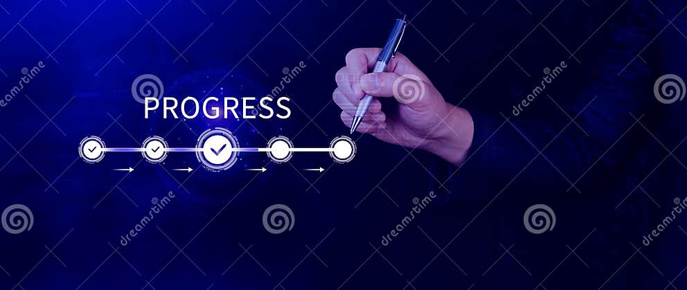 Progress Concept, Touching To Tick Correct Mark in Checklist with ...
