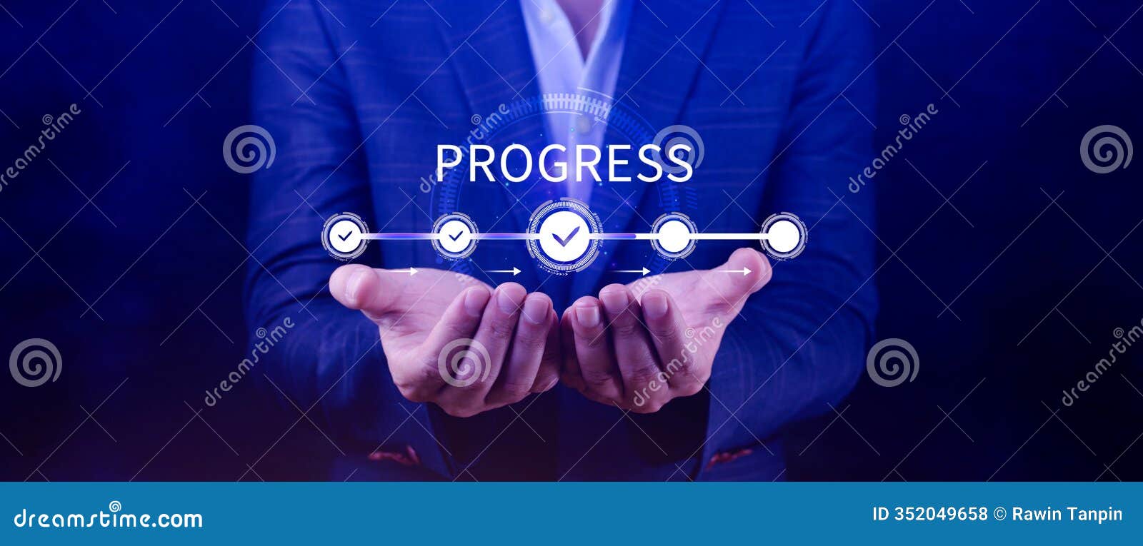 Progress Concept, Touching To Tick Correct Mark in Checklist with ...