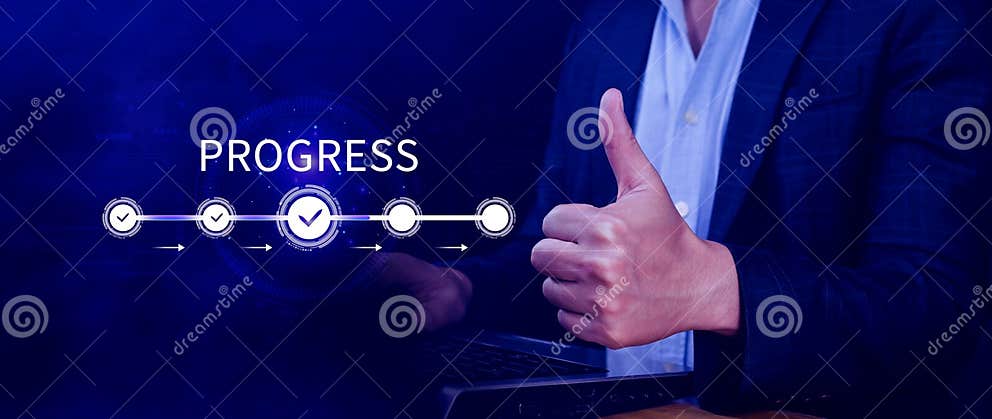 Progress Concept, Touching To Tick Correct Mark in Checklist with ...