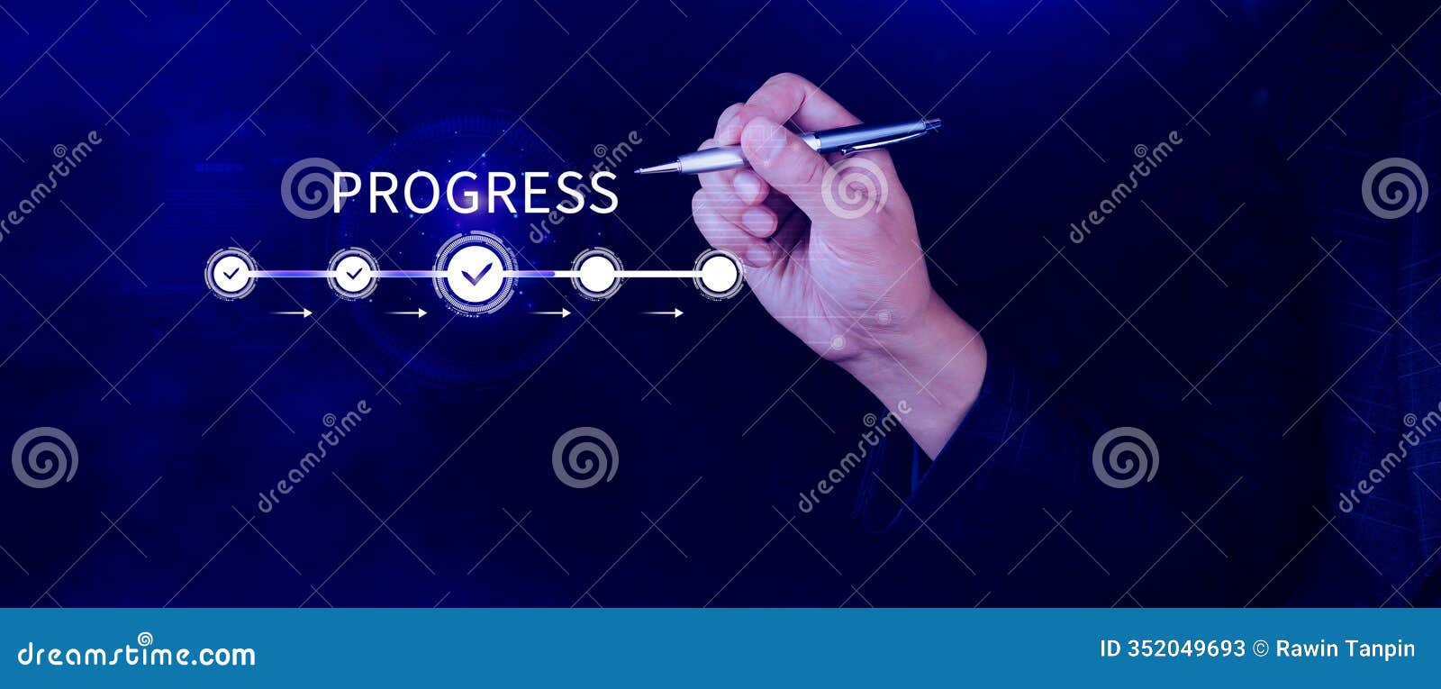 Progress Concept, Touching To Tick Correct Mark in Checklist with ...