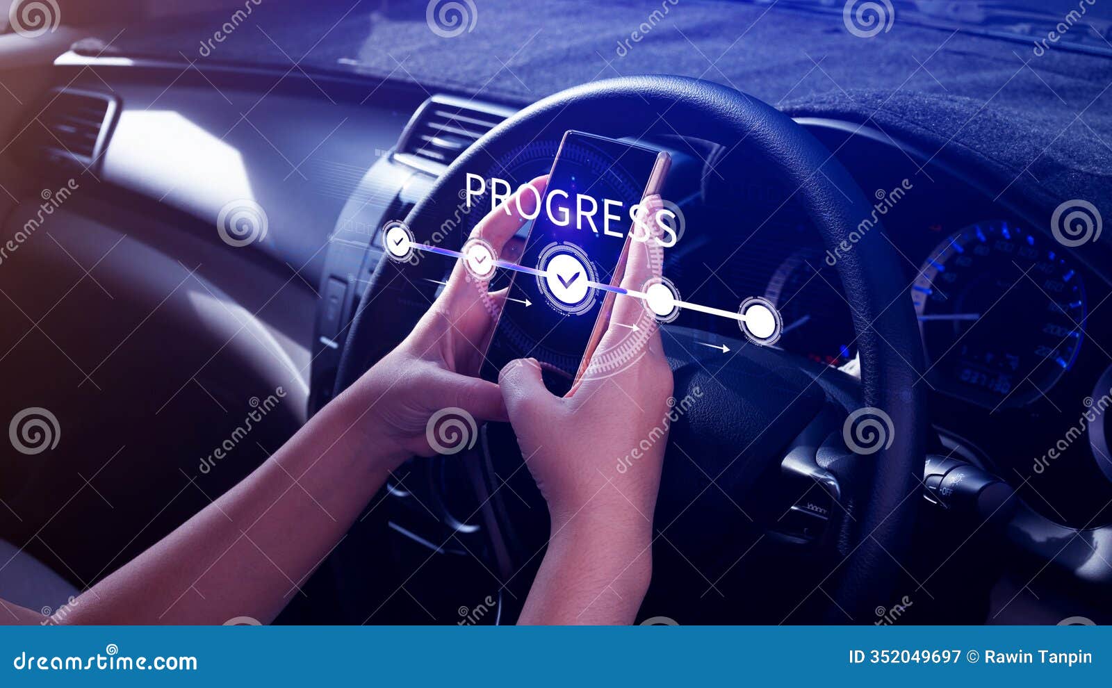 Progress Concept, Touching To Tick Correct Mark in Checklist with ...