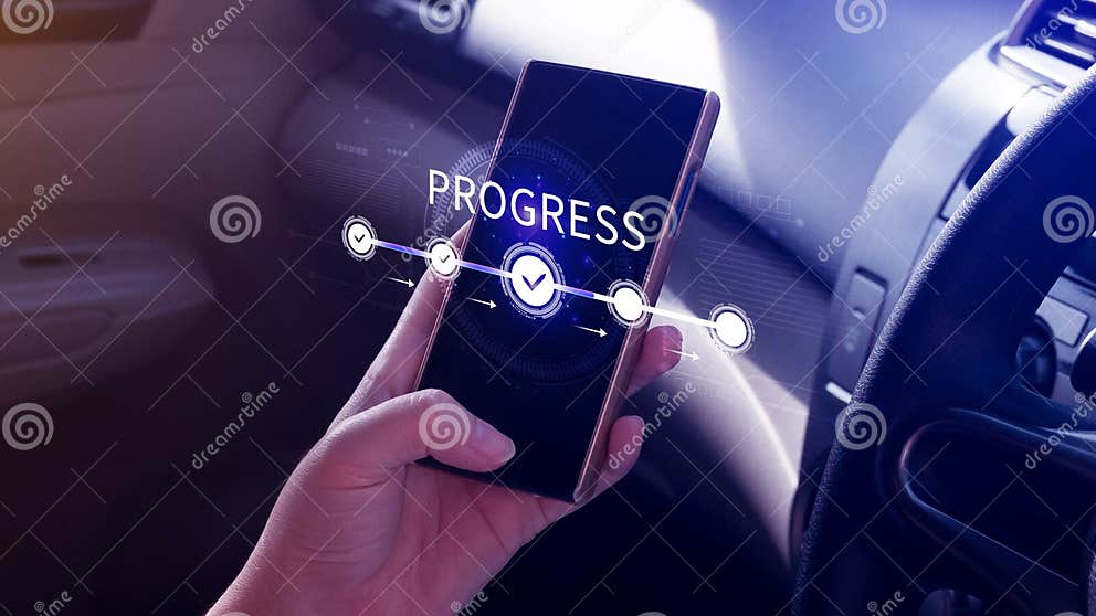 Progress Concept, Touching To Tick Correct Mark in Checklist with ...