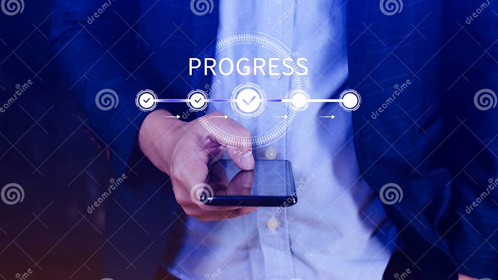 Progress Concept, Touching To Tick Correct Mark in Checklist with ...
