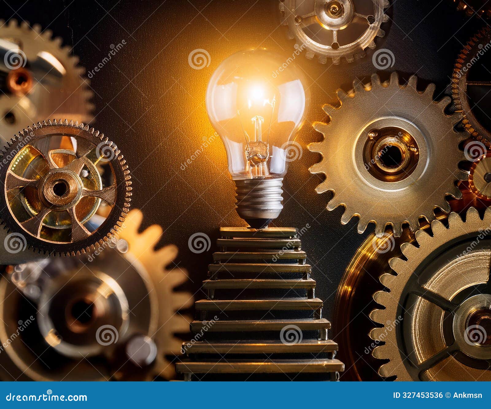 Progress and Development, Featuring Symbols Like a Staircase, Gears ...