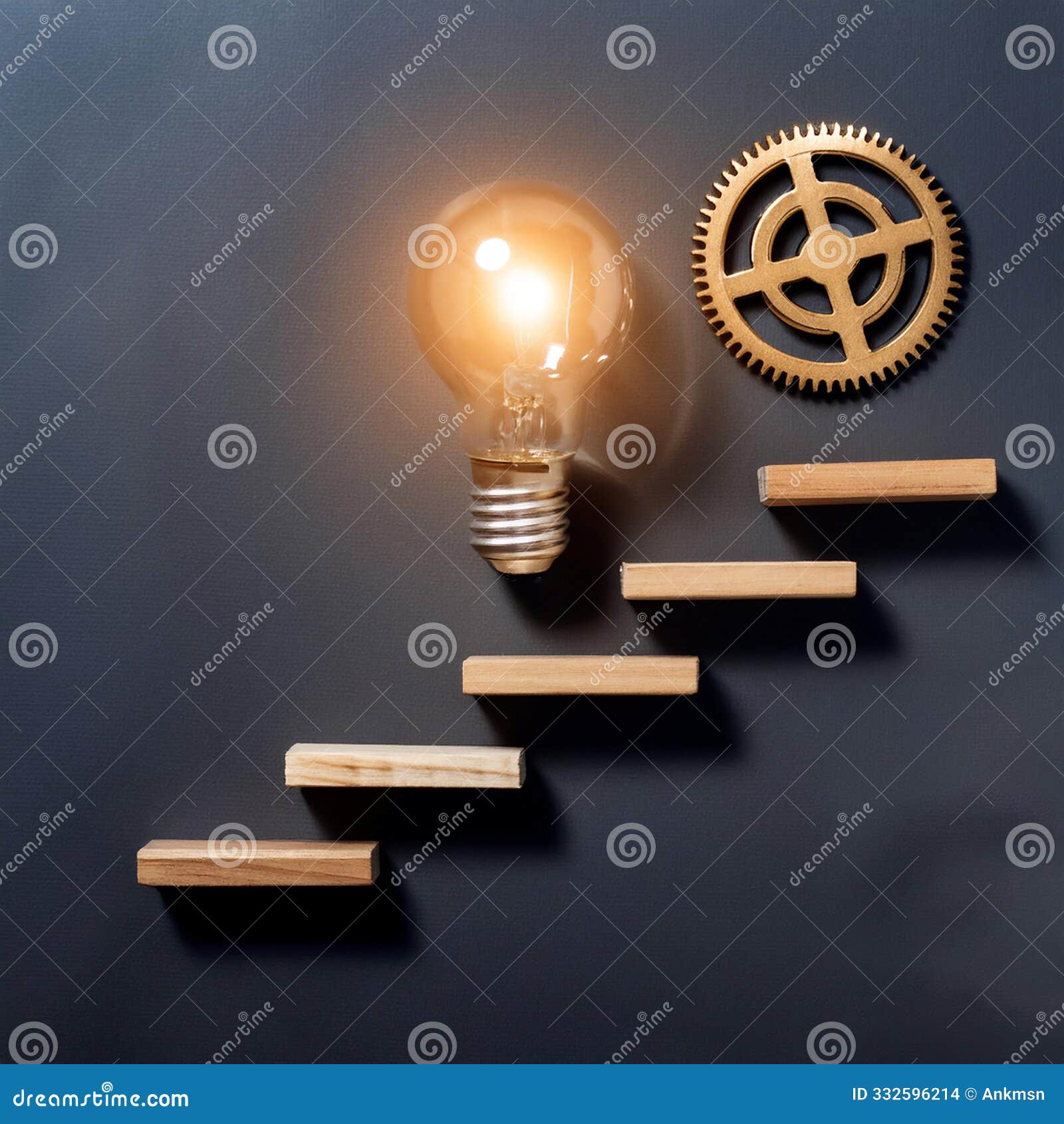 Progress and Development, Featuring Symbols Like a Staircase, Gears ...