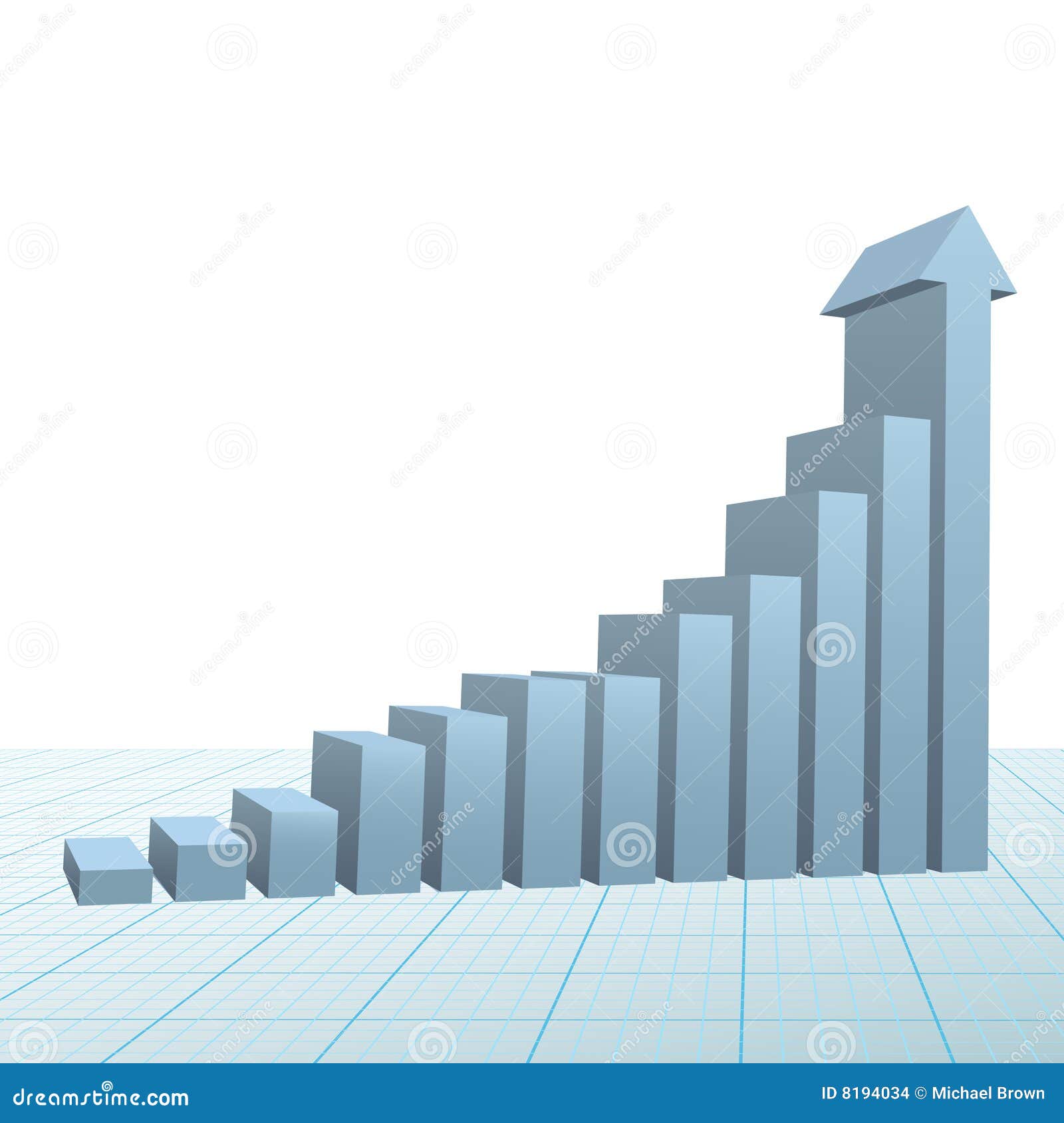 Progress Growth Bar Chart Up Arrow on Graph Paper Stock Vector ...