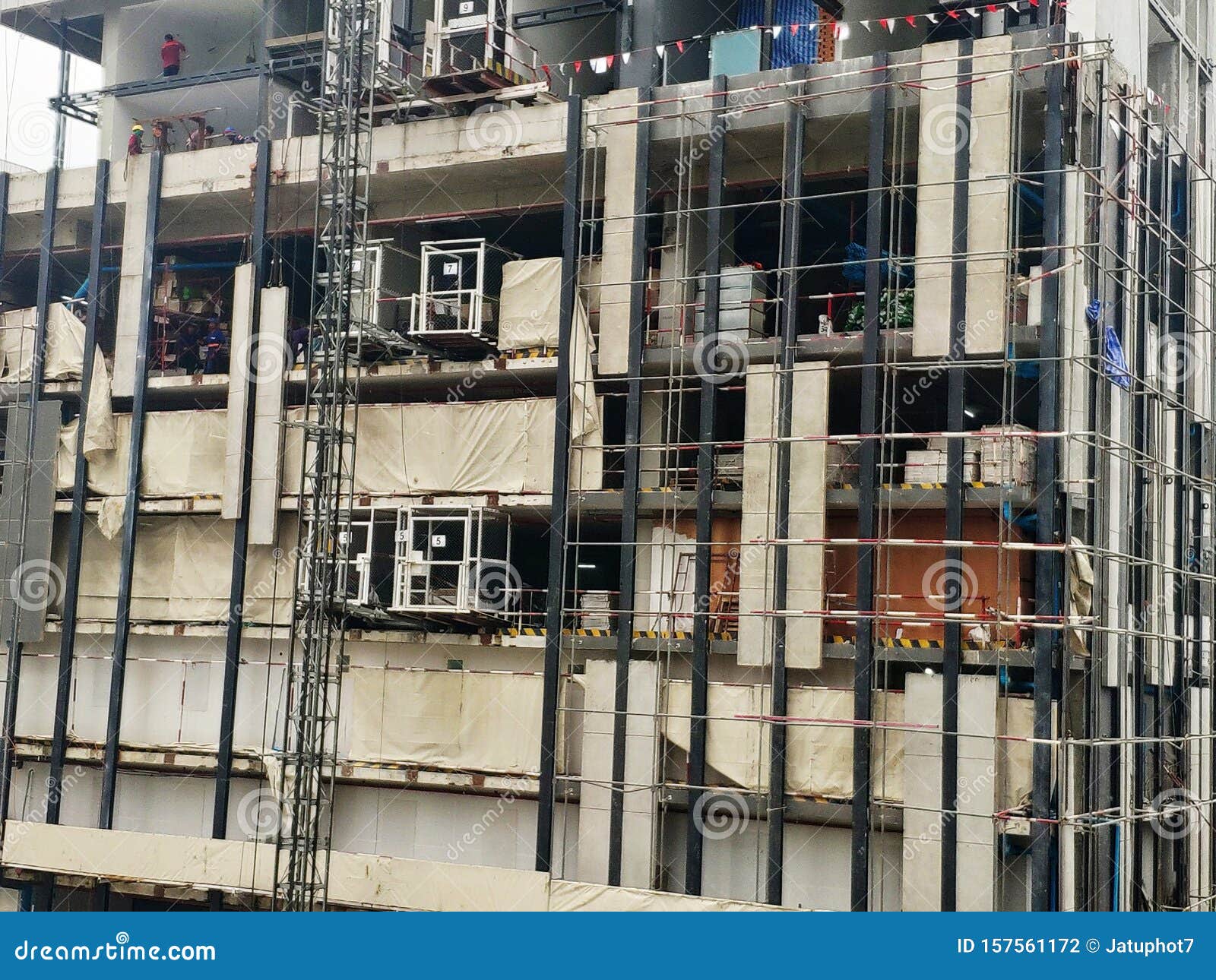In Progress of High Rise Tower Building Construction Site. Bangkok in ...