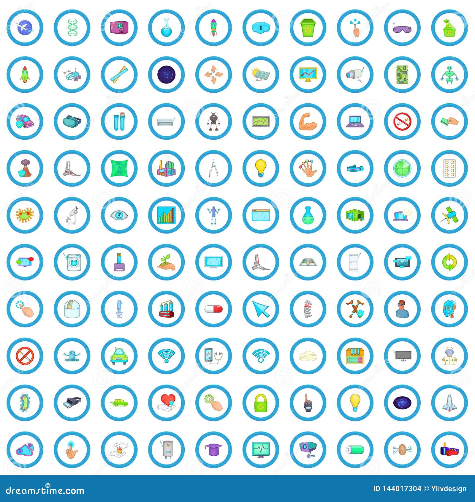 100 Progress Icons Set, Cartoon Style Stock Vector - Illustration of ...