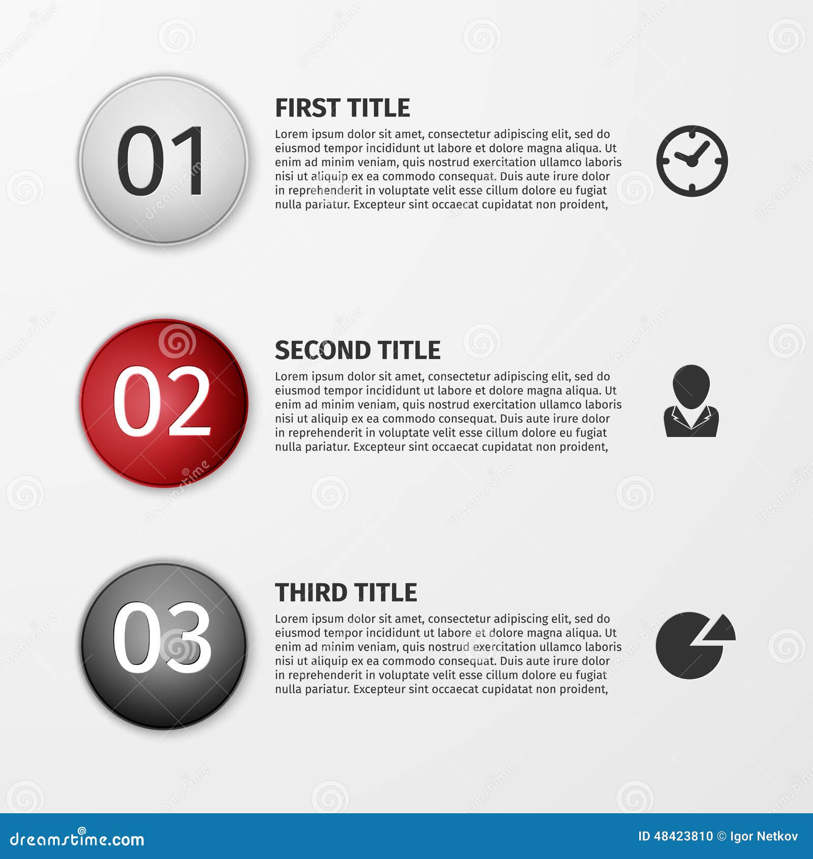 Progress Icons for Three Steps Stock Vector - Illustration of choice ...