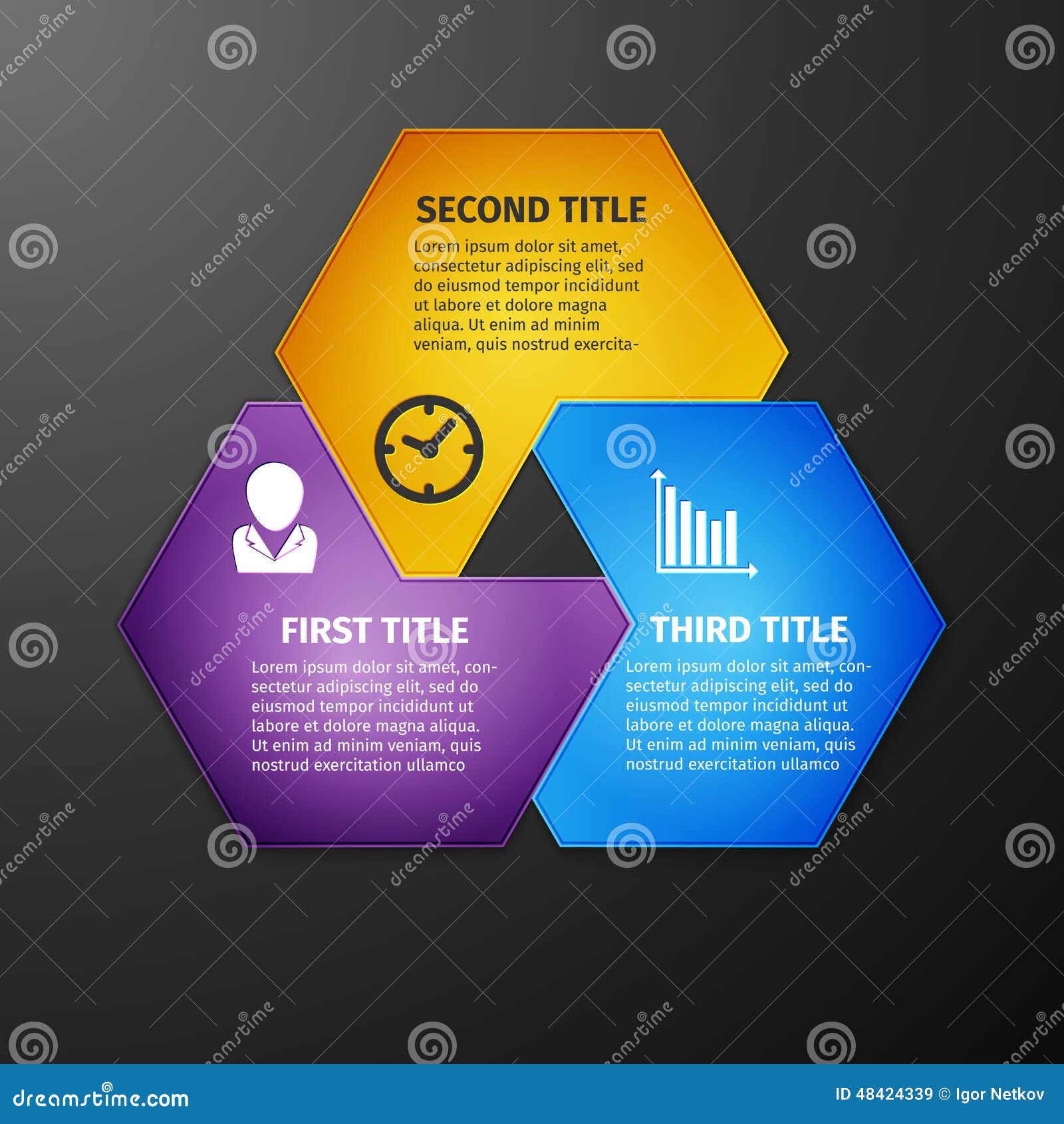 Progress Icons for Three Steps Stock Illustration - Illustration of ...