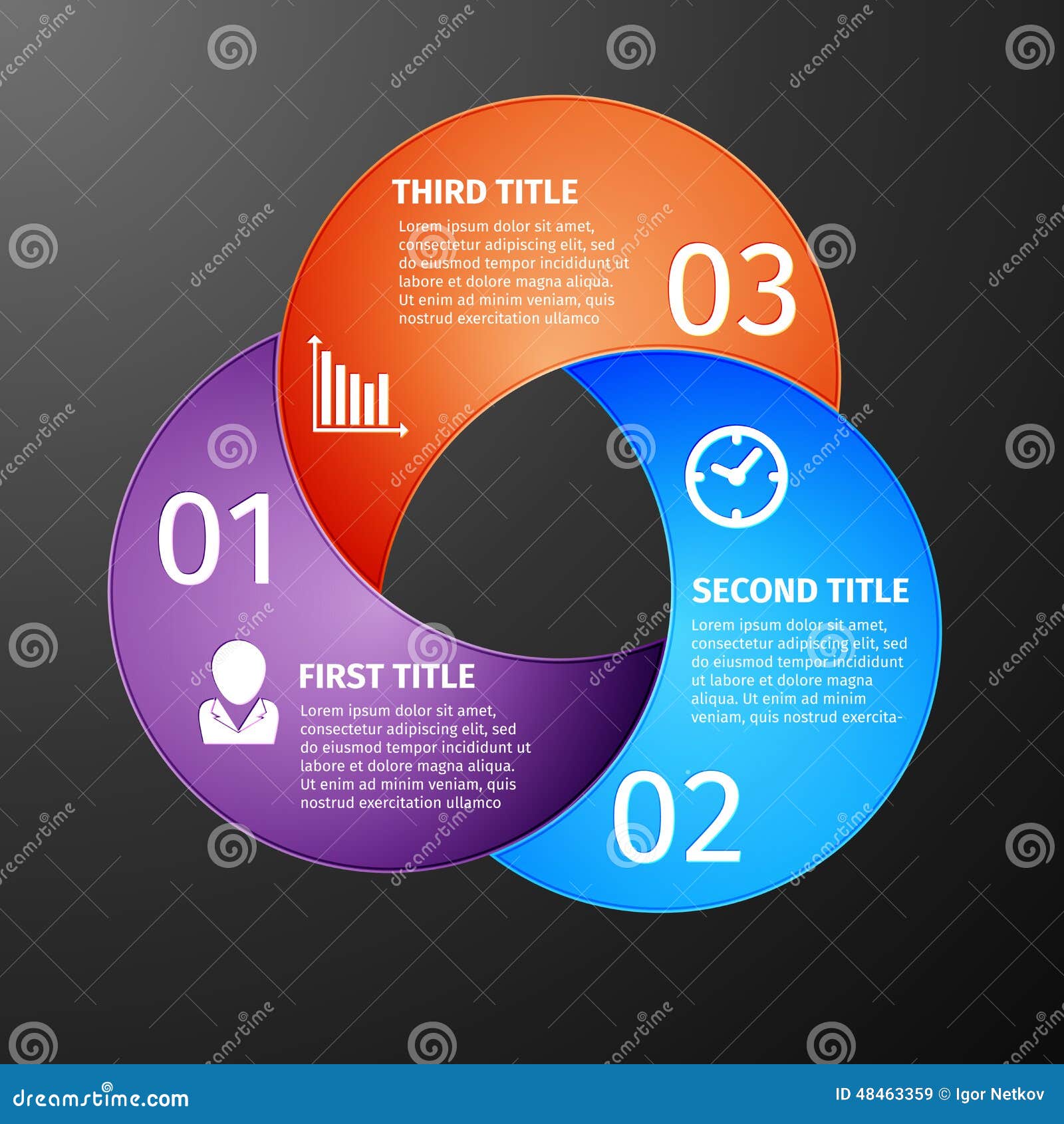 Progress Icons for Three Steps Stock Vector - Illustration of bubbles ...